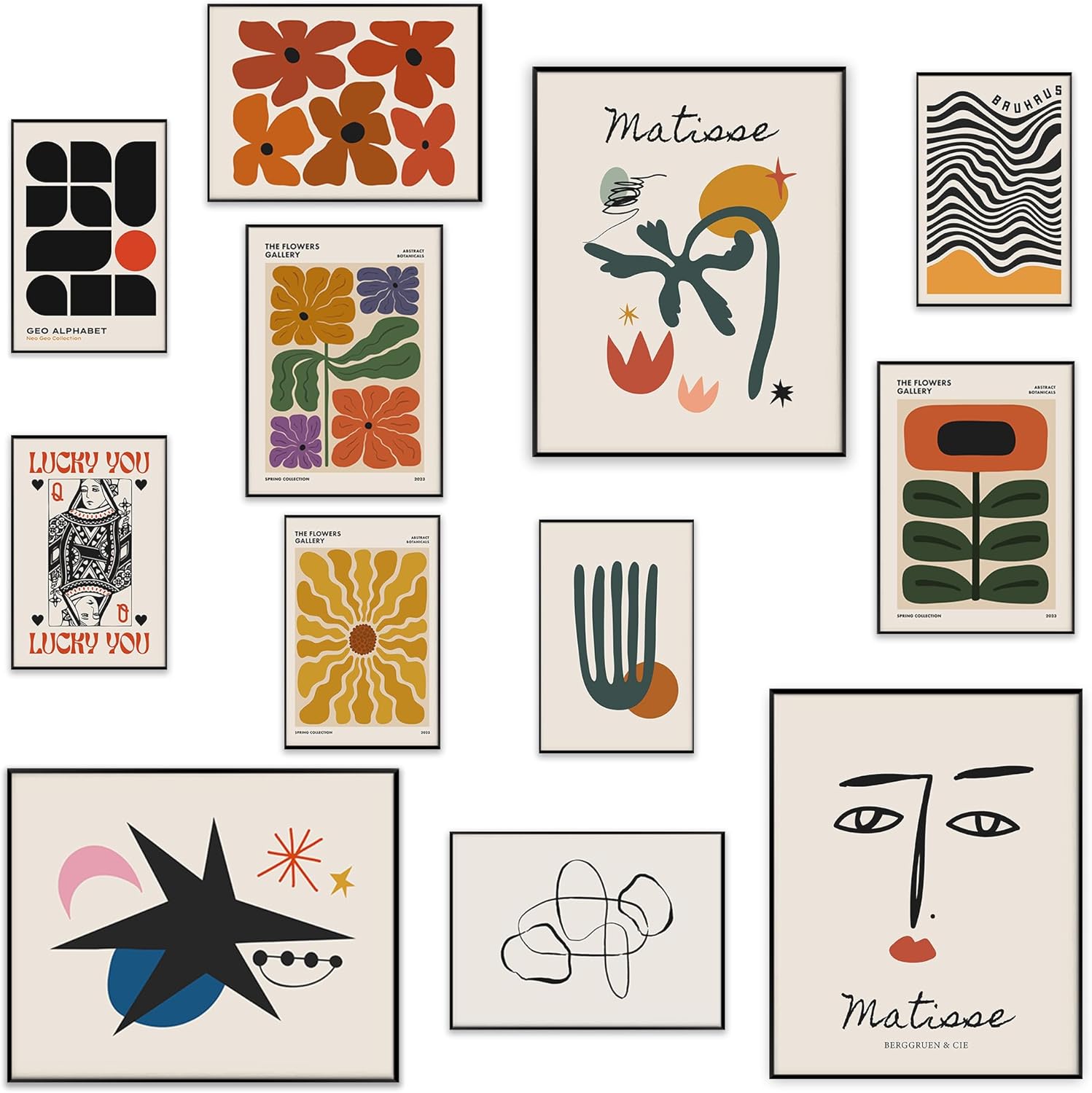 Amazon.com: KONGSY Eclectic Wall Art Prints - Set of 12 Unframed ...