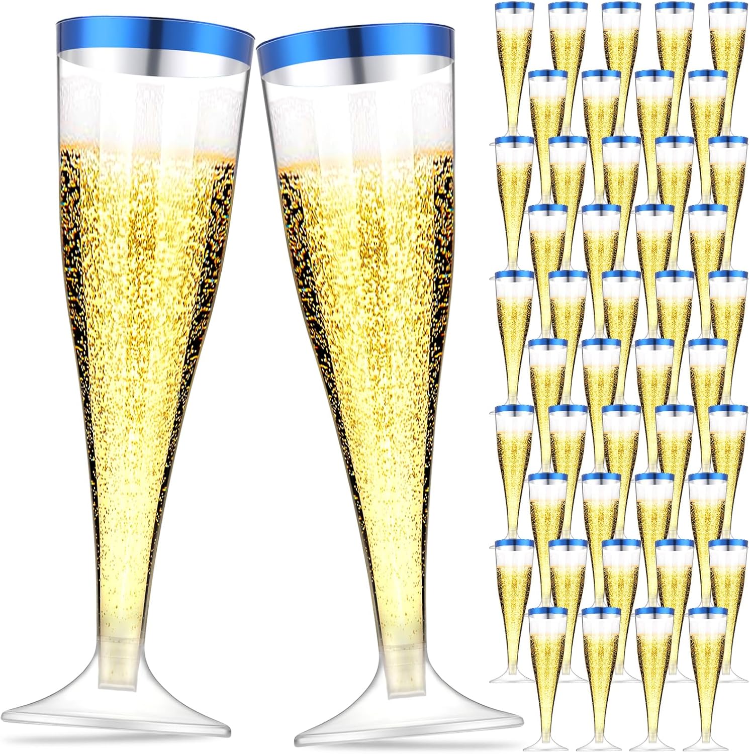 Amazon.com: Zubebe 100 Pcs Plastic Champagne Flutes 4.5oz Classic ...