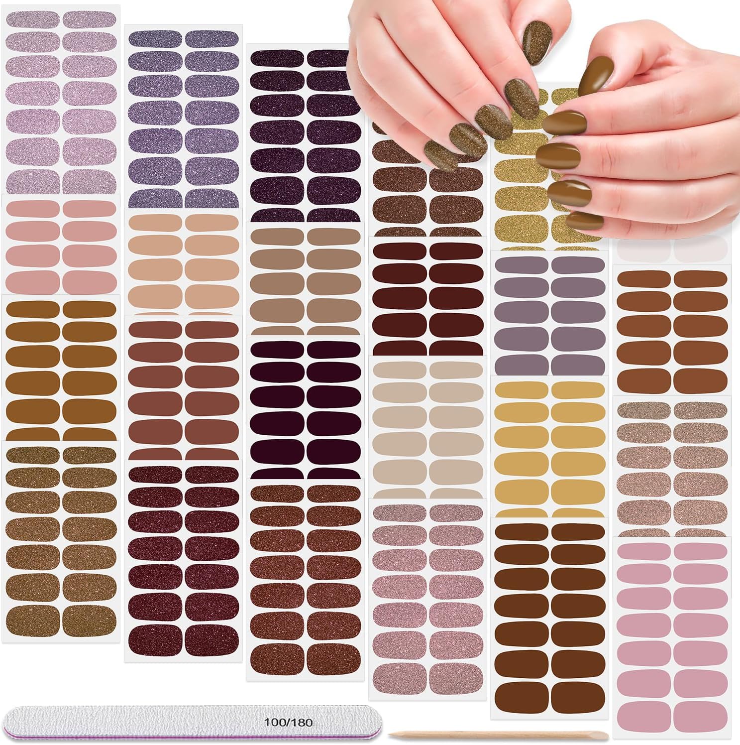 Amazon.com: Maitys 700 Pieces Glitter Nail Wraps Nail Polish Strips ...