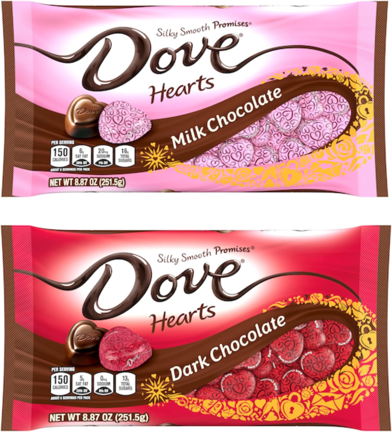 Amazon.com: Smiling Sweets Dove Chocolate Valentine's Hearts Promises ...