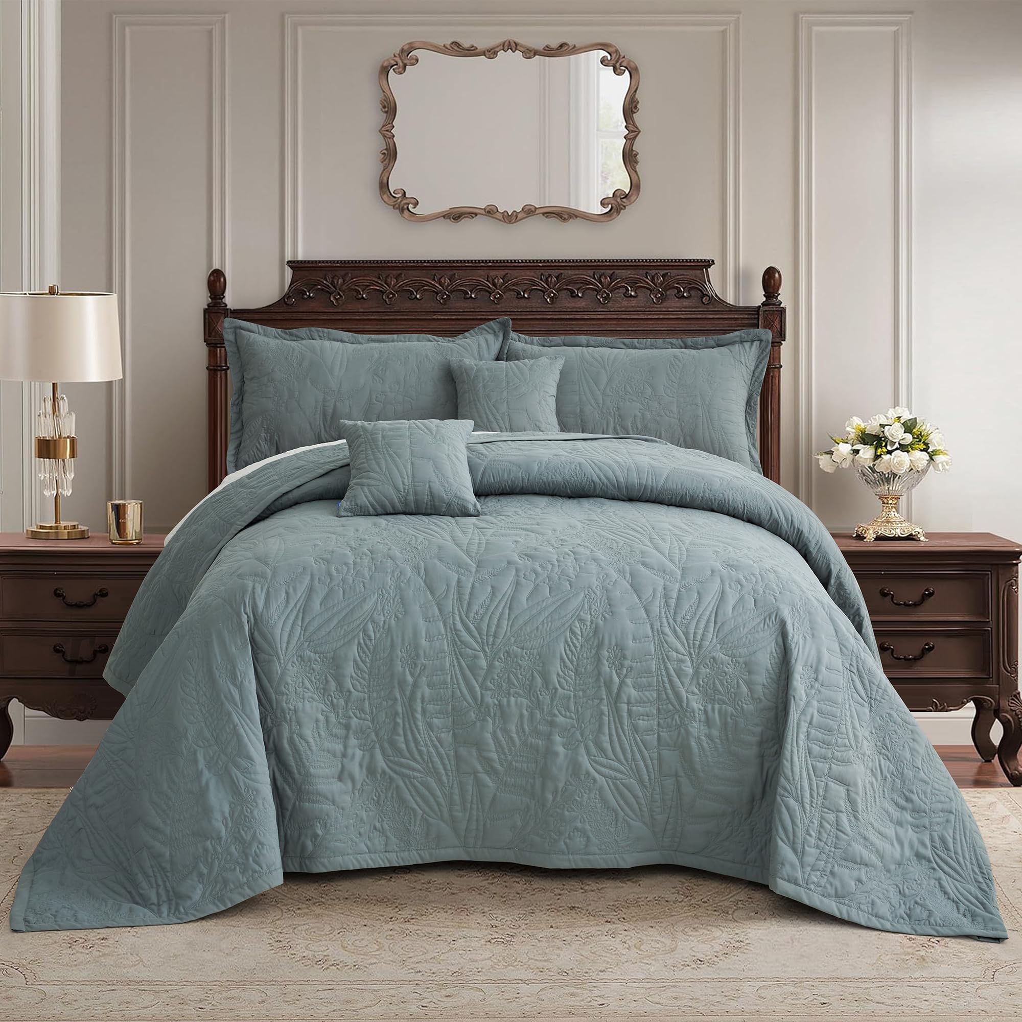 Amazon.com: HZ & HY Botanical Oversized King Bedspread 138x122 Extra ...