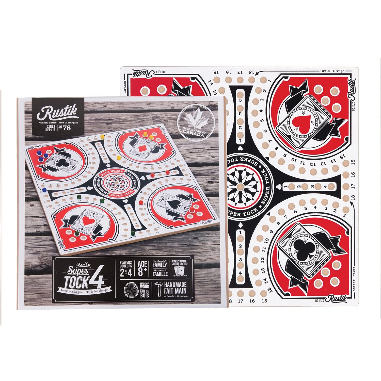 Rustik Tock Game-4 Players 16" Board, Multicolor, Board Games - Amazon ...