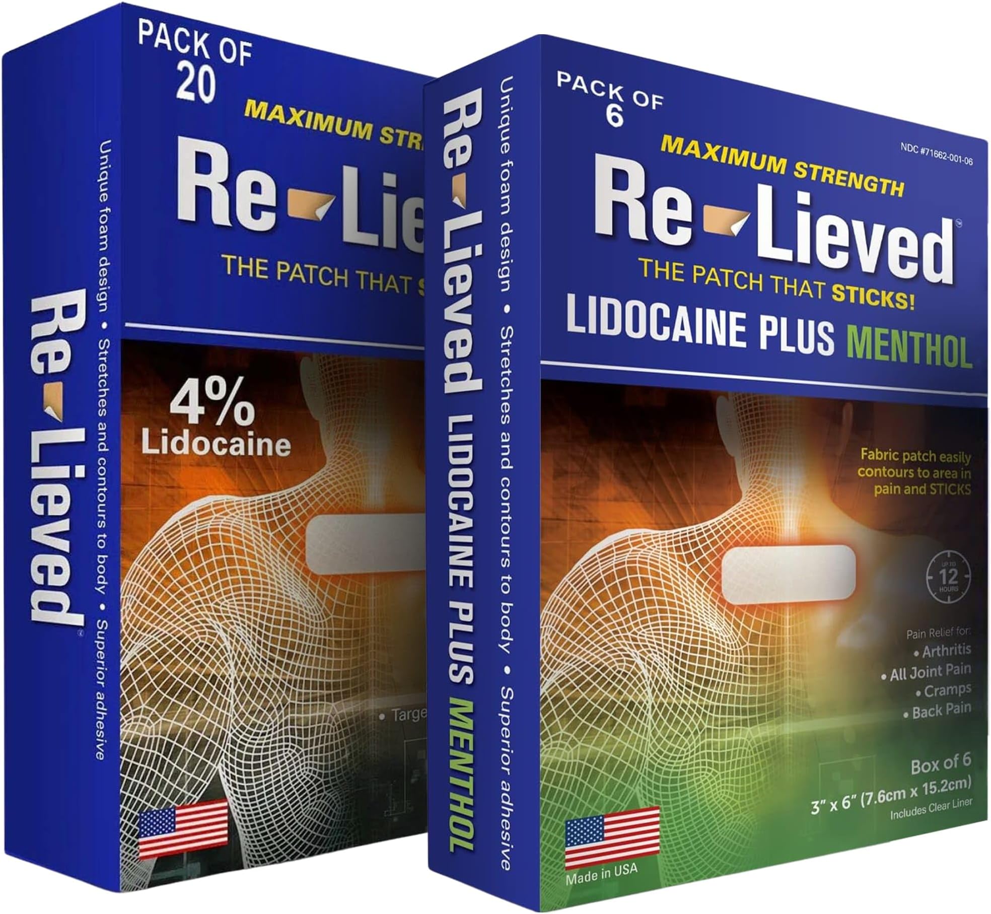 Amazon.com: 4% Lidocaine & 1% Menthol Pain Relief Patches Bundle ...