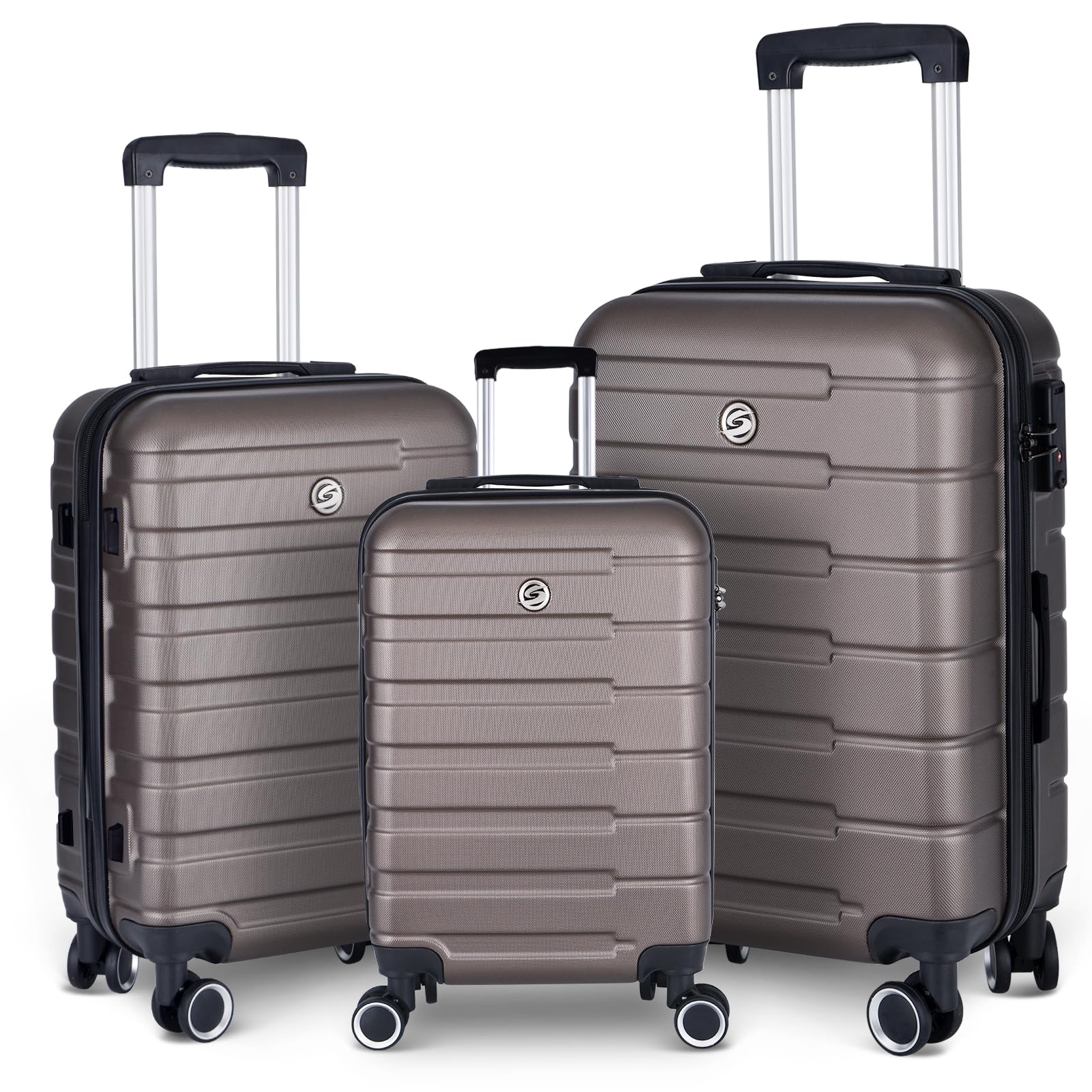 Amazon.com | LUMINATERY Suitcase 3 Piece Luggage Set Spinner Carry on ...