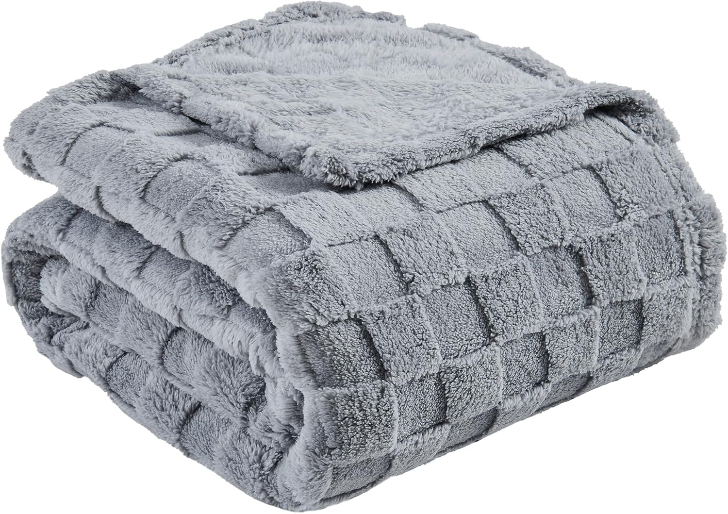 Amazon.com: SUPRYNEX Silver Gray Checkered Fleece Twin Size Blanket for ...