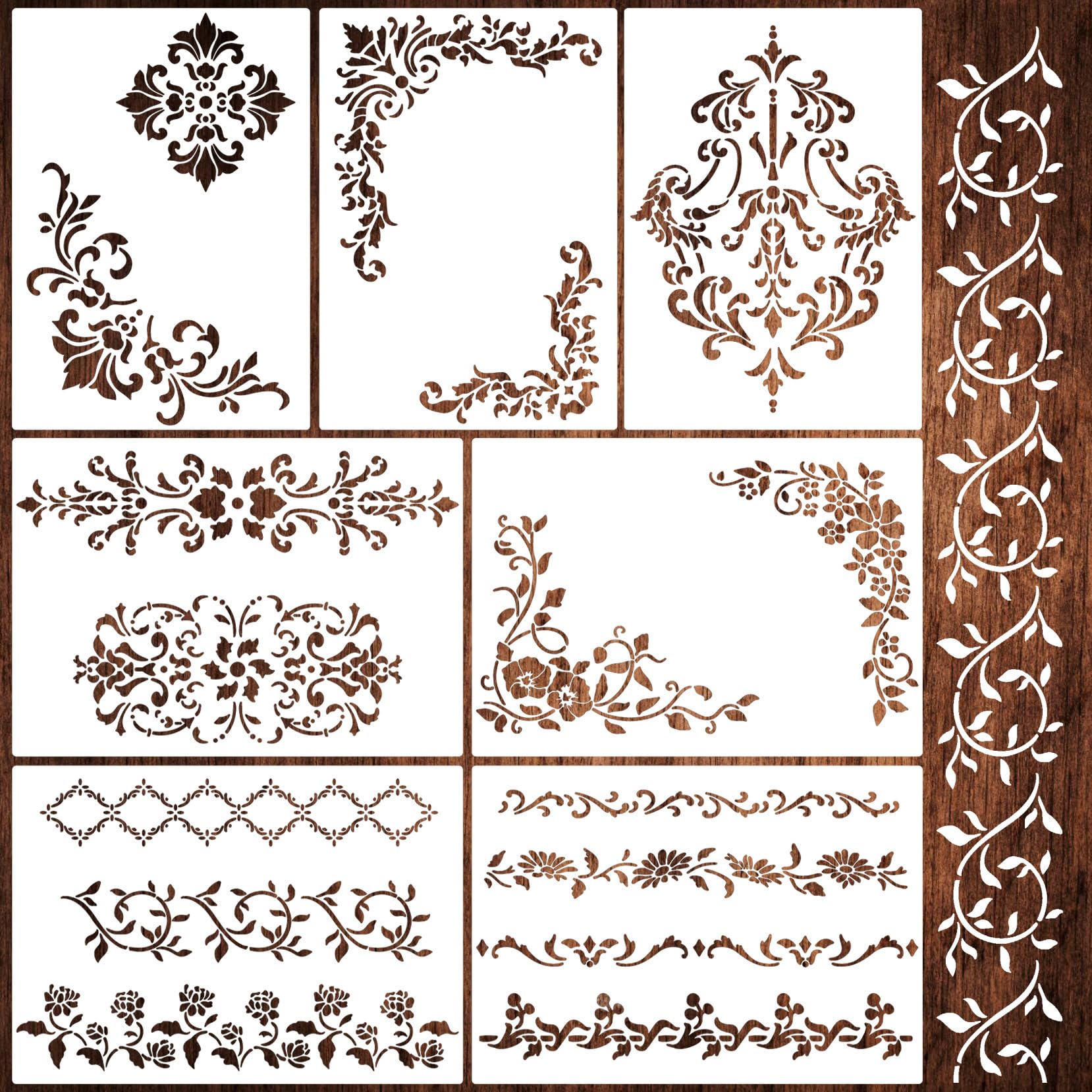 Snapklik.com : SUNVERSE Stencils For Crafts Reusable 117x826 Damask ...
