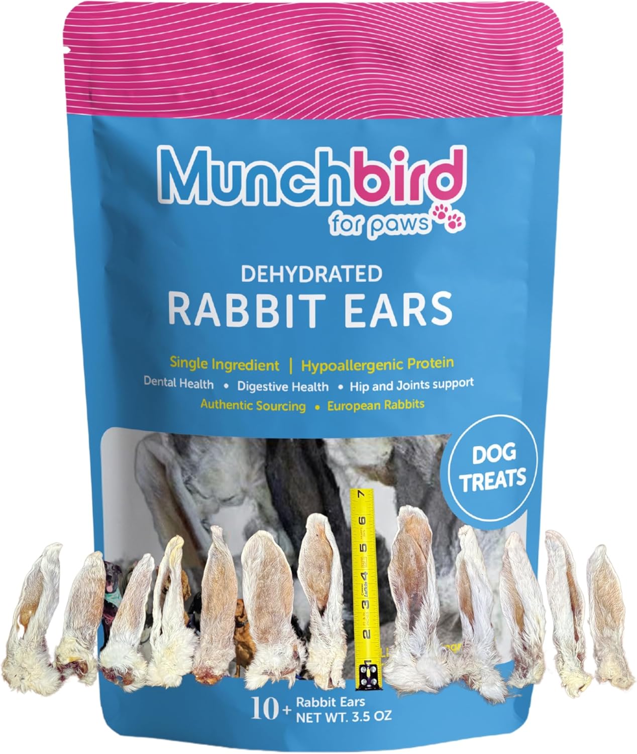 Amazon.com : Munchbird Dehydrated Rabbit Ears 100g (3.5 oz) 12-15 pcs ...