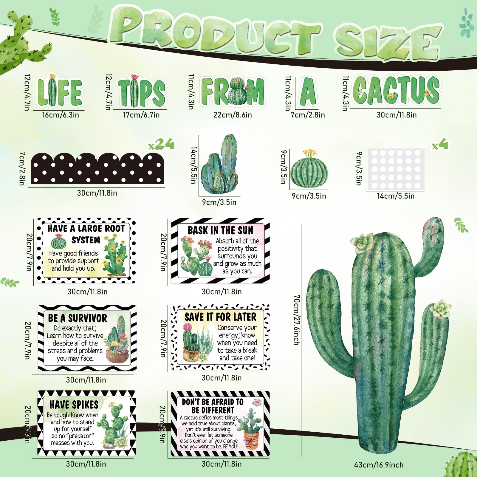 Snapklik.com : 36 Pcs Cactus Bulletin Board Decorations Motivational ...
