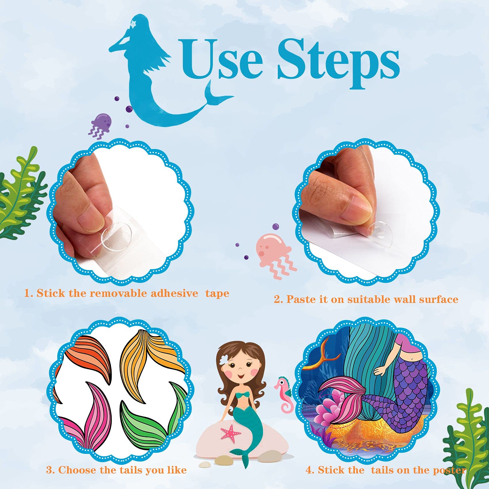 Buy Funnlot Mermaid Party Supplies Pin the Tail on the Mermaid 24 PCS ...