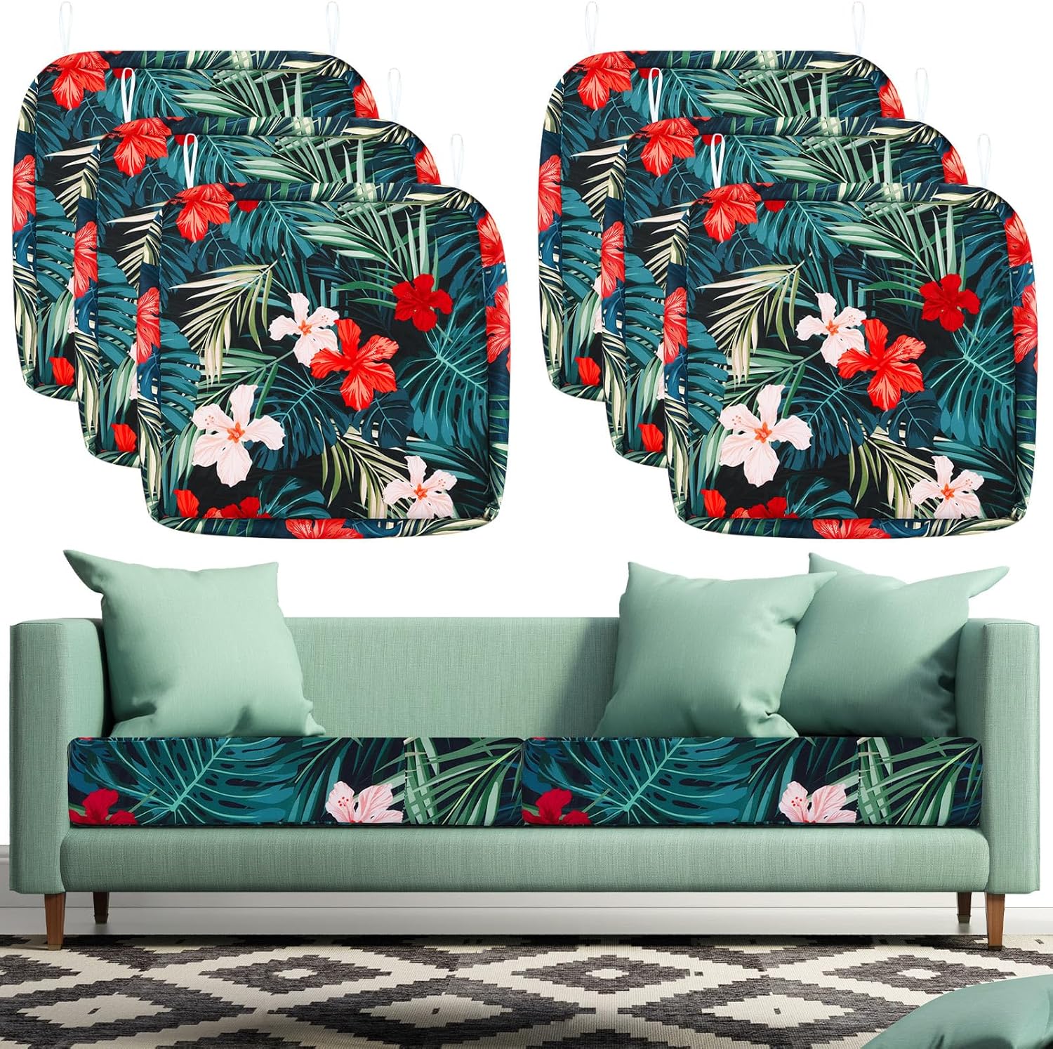 Amazon.com : Panelee 6 Pcs Patio Cushion Covers Square Chair Seat Slip ...