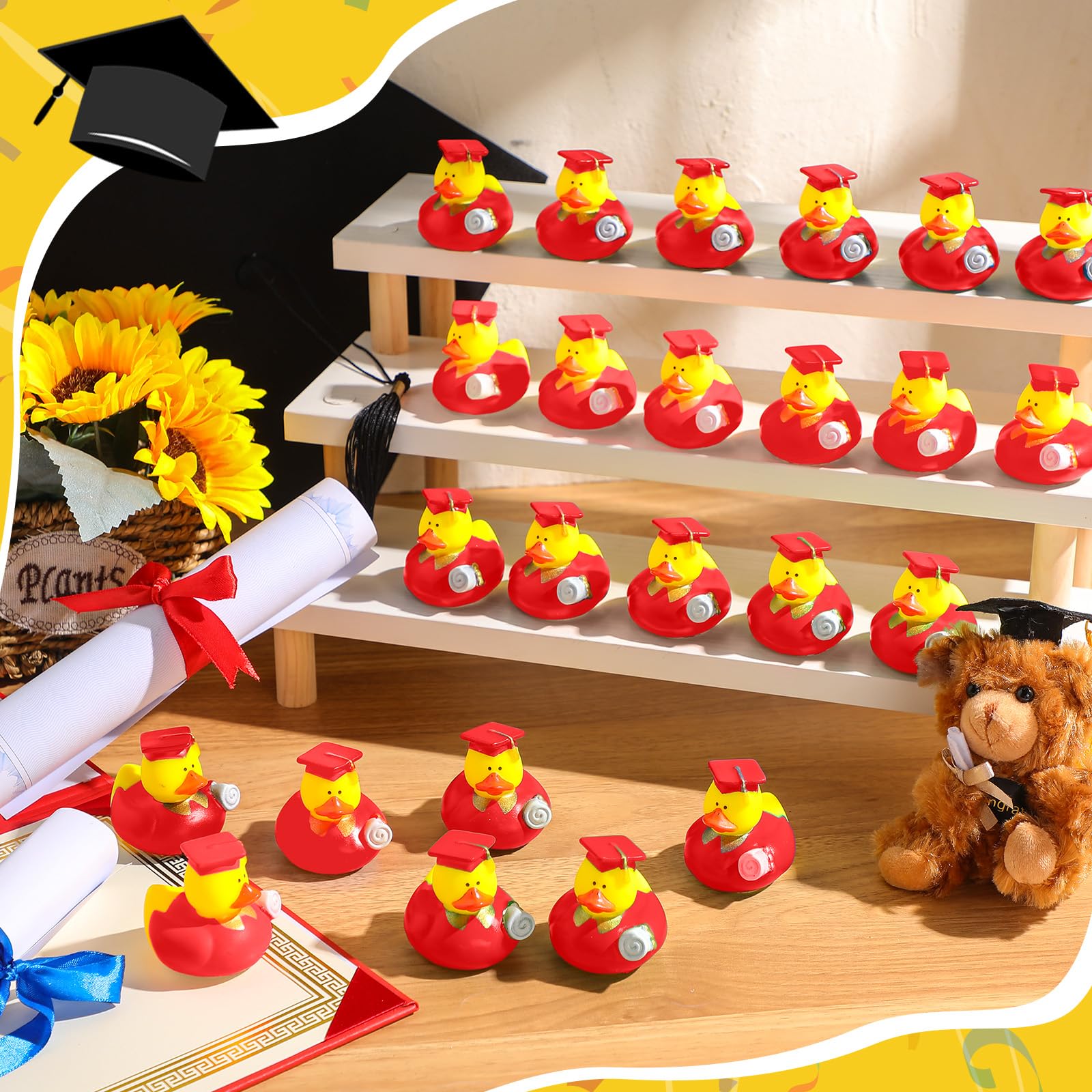 Snapklik.com : 24 Pcs Red Graduation Rubber Ducks 2025 Grad Silicone ...