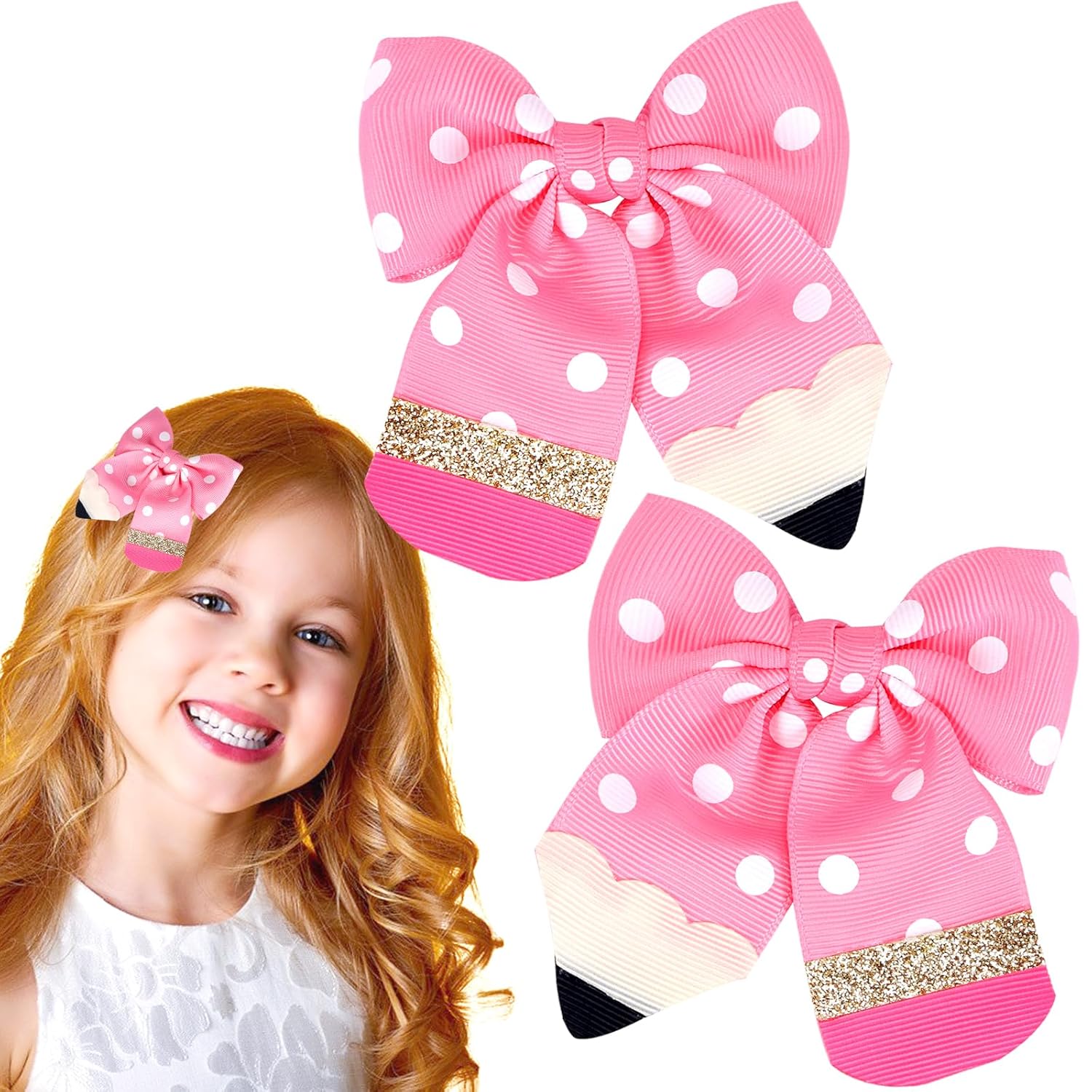 Amazon.com: Back To School Hair Clips Pencil Bow Hair Clips Teacher ...