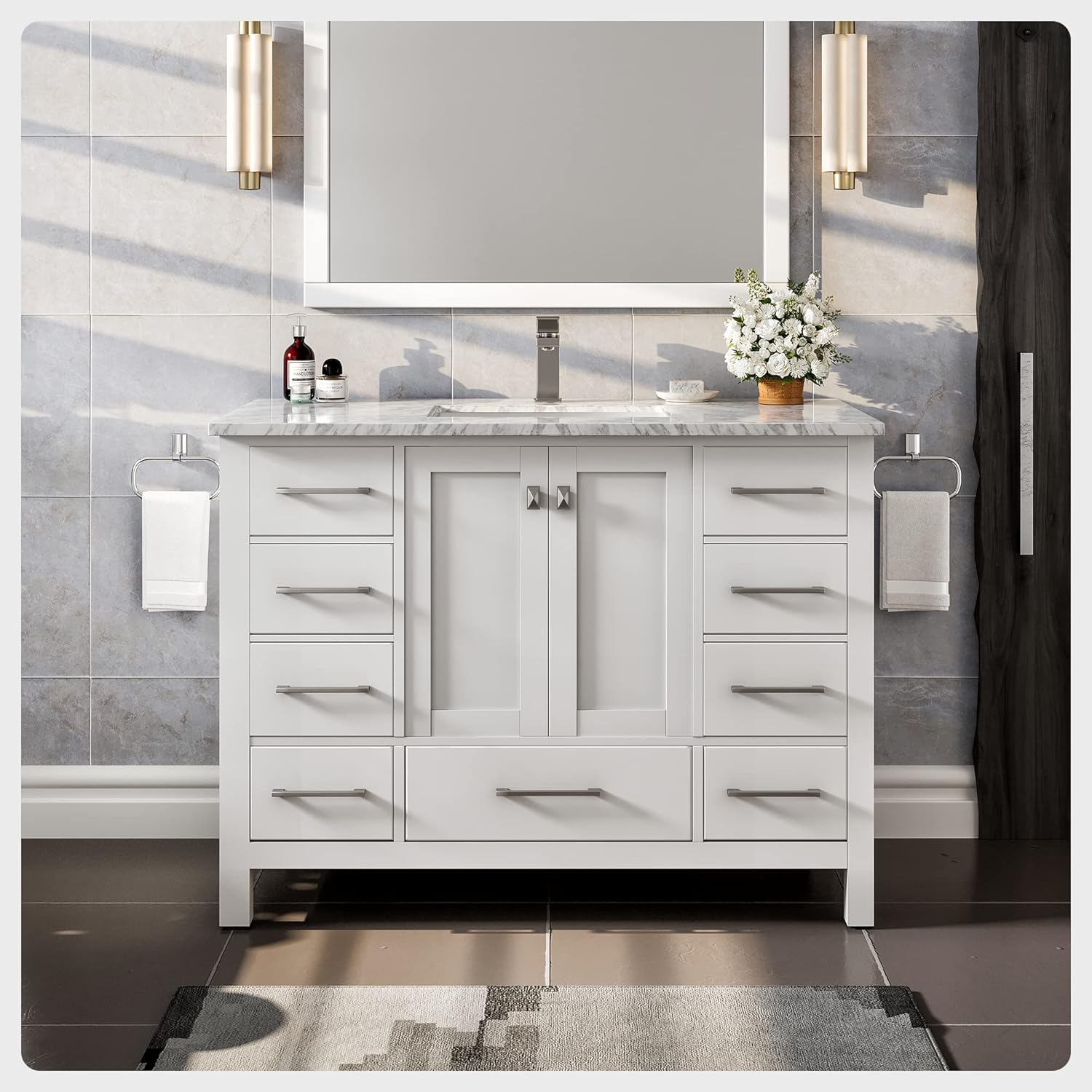 Eviva London 42" x 18" White Transitional Bathroom Vanity w/White ...