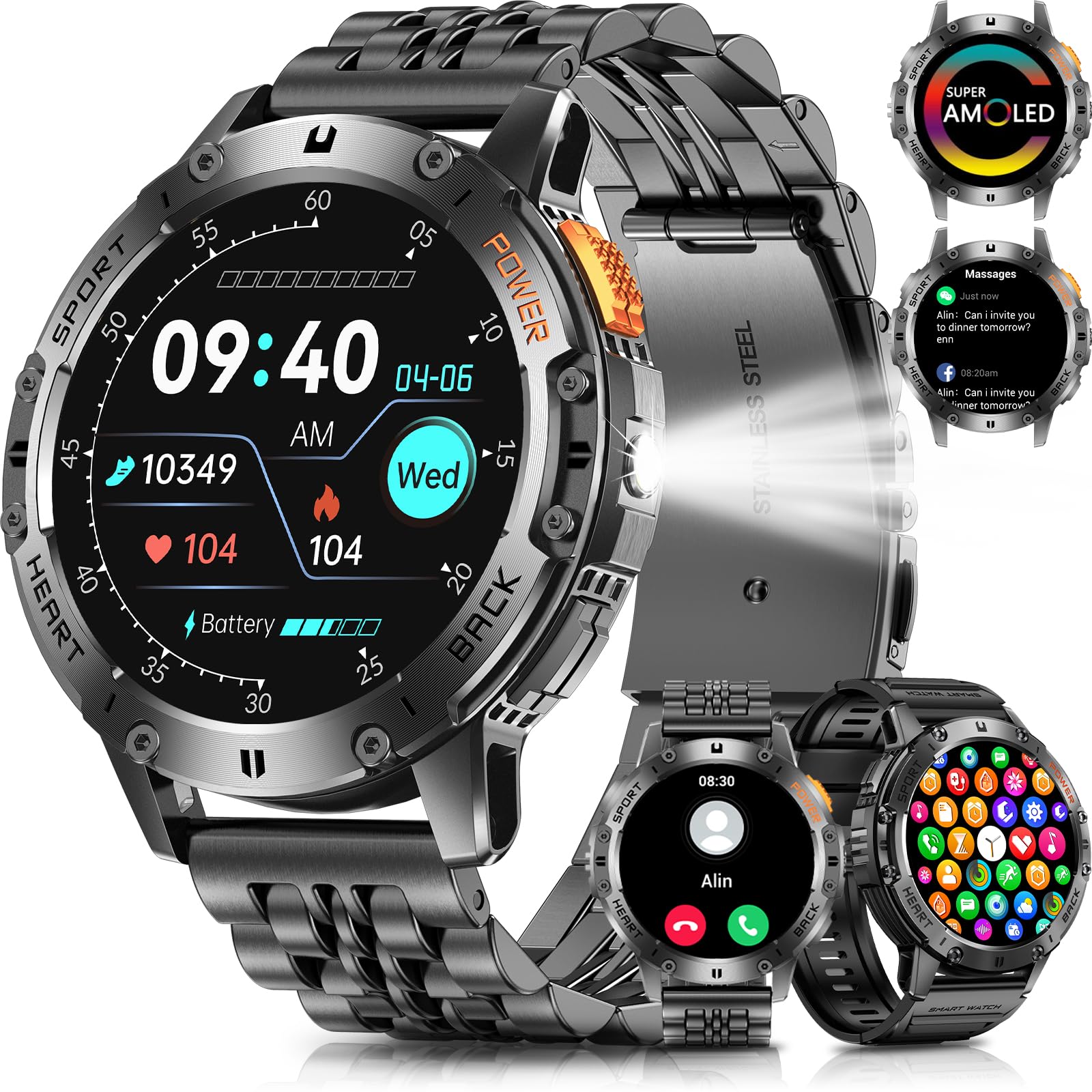 PODOEIL Smart Watch for Men with Bluetooth Call, 530mAh Battery ...