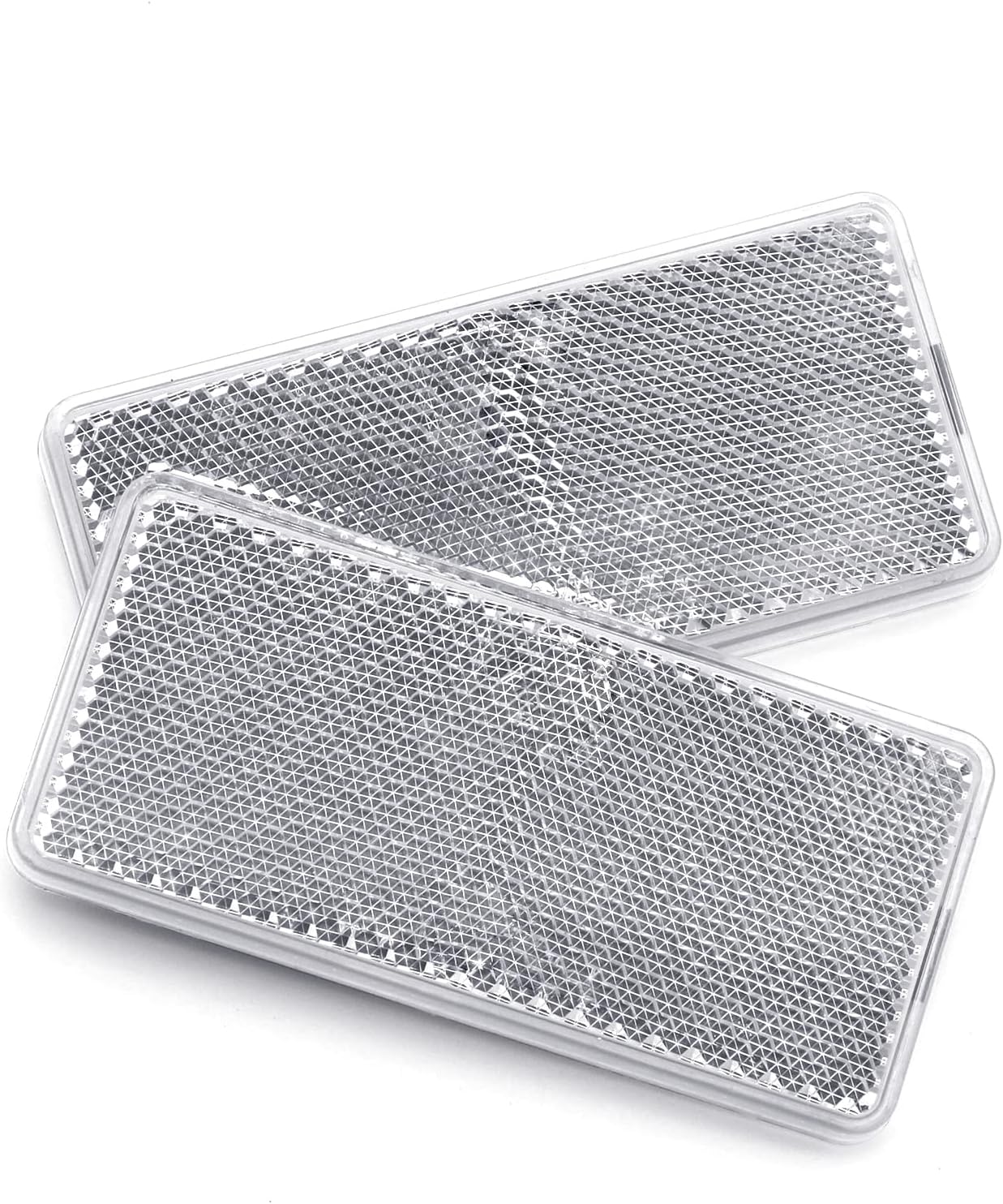 Amazon.com: 2Pcs Plastic Rectangular Stick-on Reflector Sticker (White ...