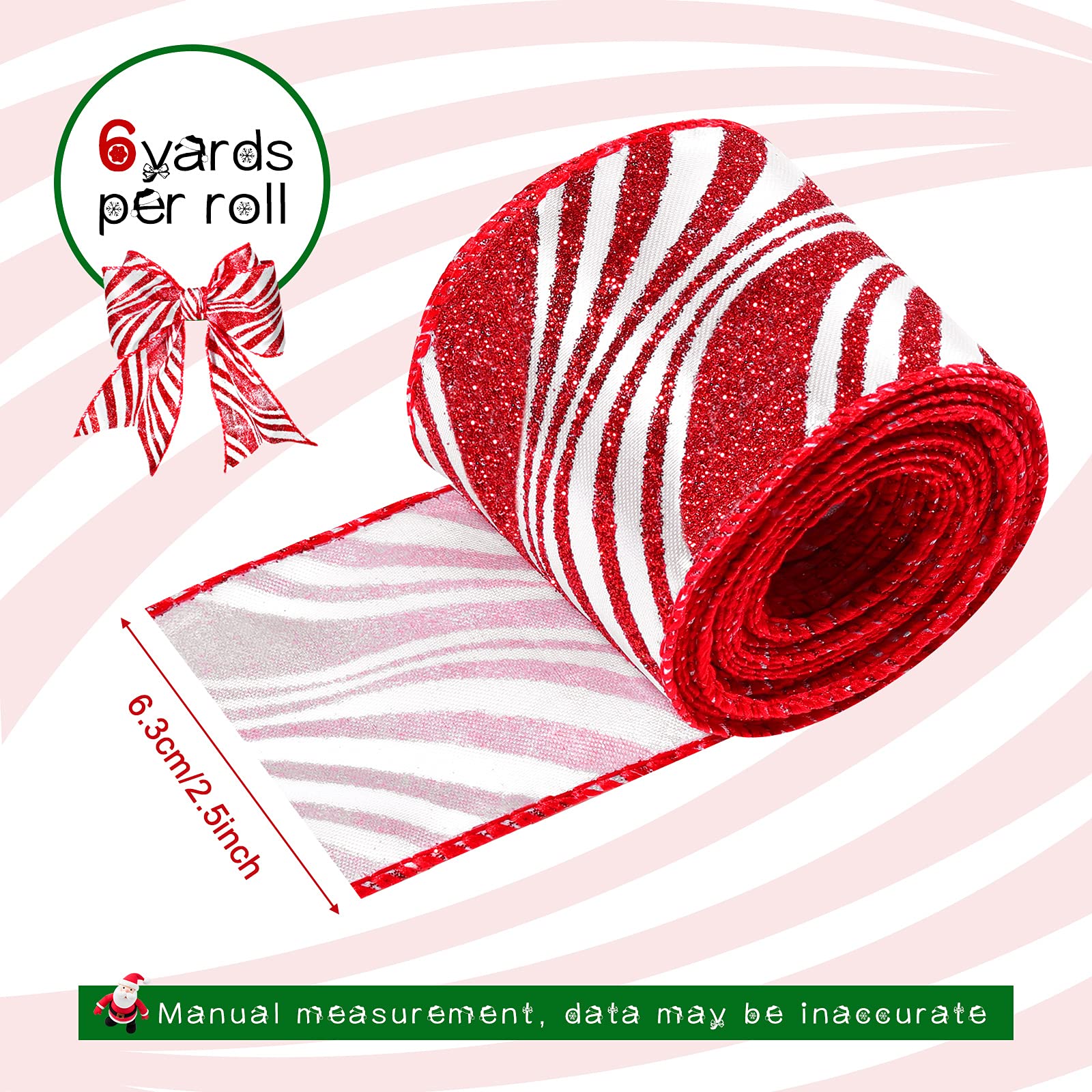 Cinta Navideña Roja Y Blanca Lazo Navideño Para árbol De Navidad, 2