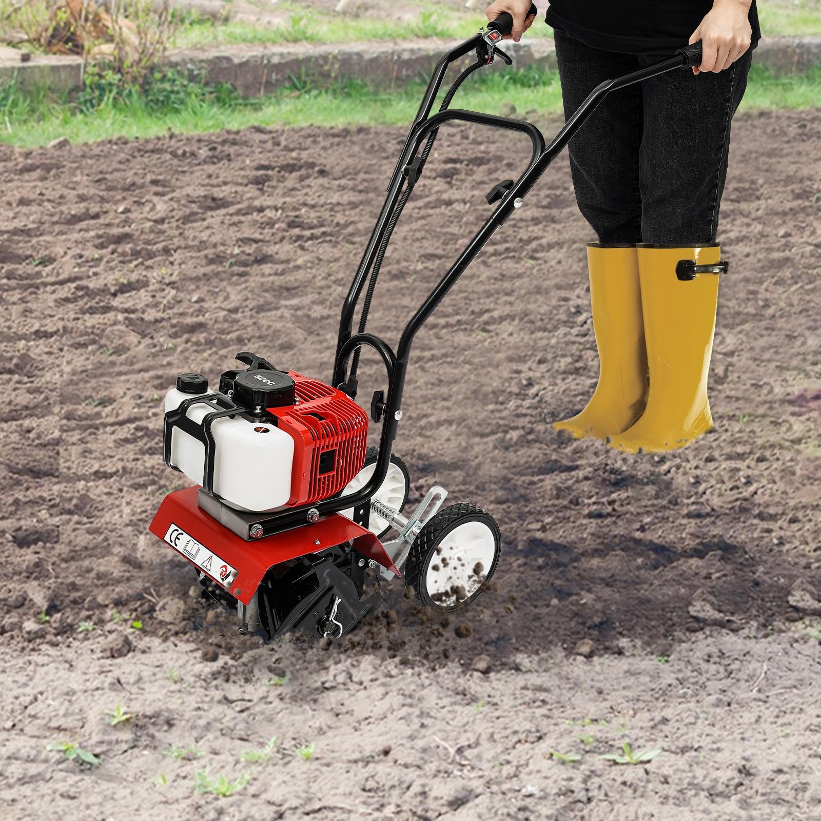 Amazon.com : ZERNEIL Gas Powered Tiller Cultivator Rototiller, 2-Stroke ...