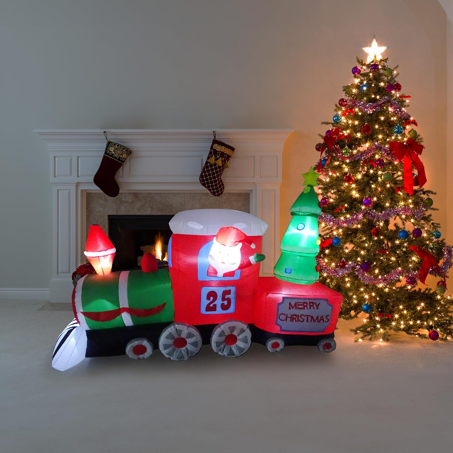 Amazon.com: Alpine Corporation Inflatable Merry Christmas Train Decor ...