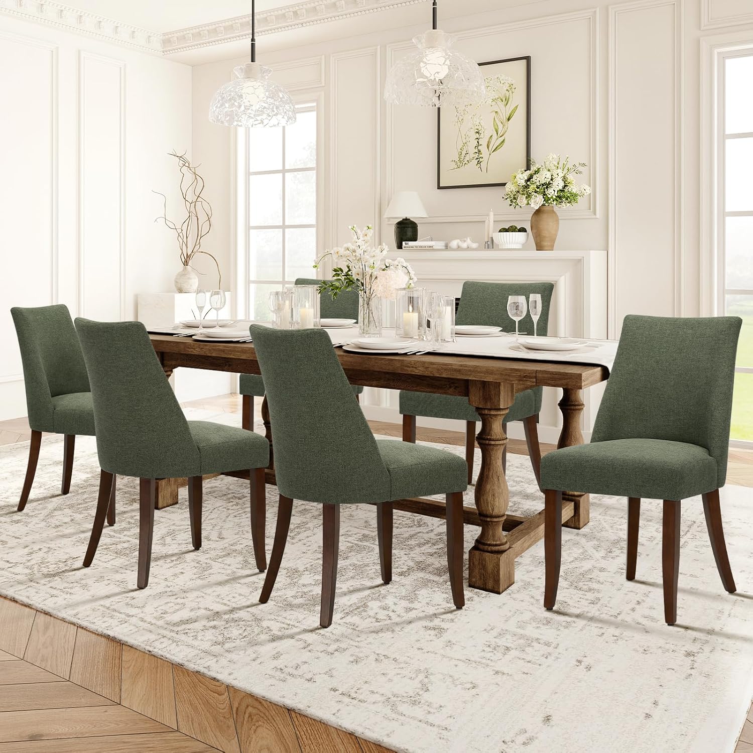 Amazon.com - COLAMY Upholstered Dining Chairs Set of 6, Mid Century ...