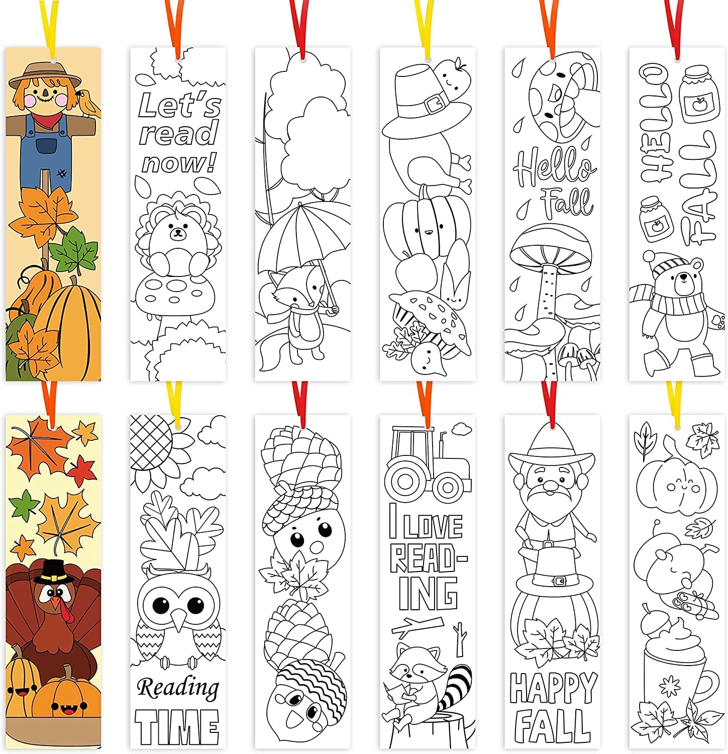 Amazon.com: Haooryx Fall Autumn Book Mark - 75Pcs Color Your Own Happy ...