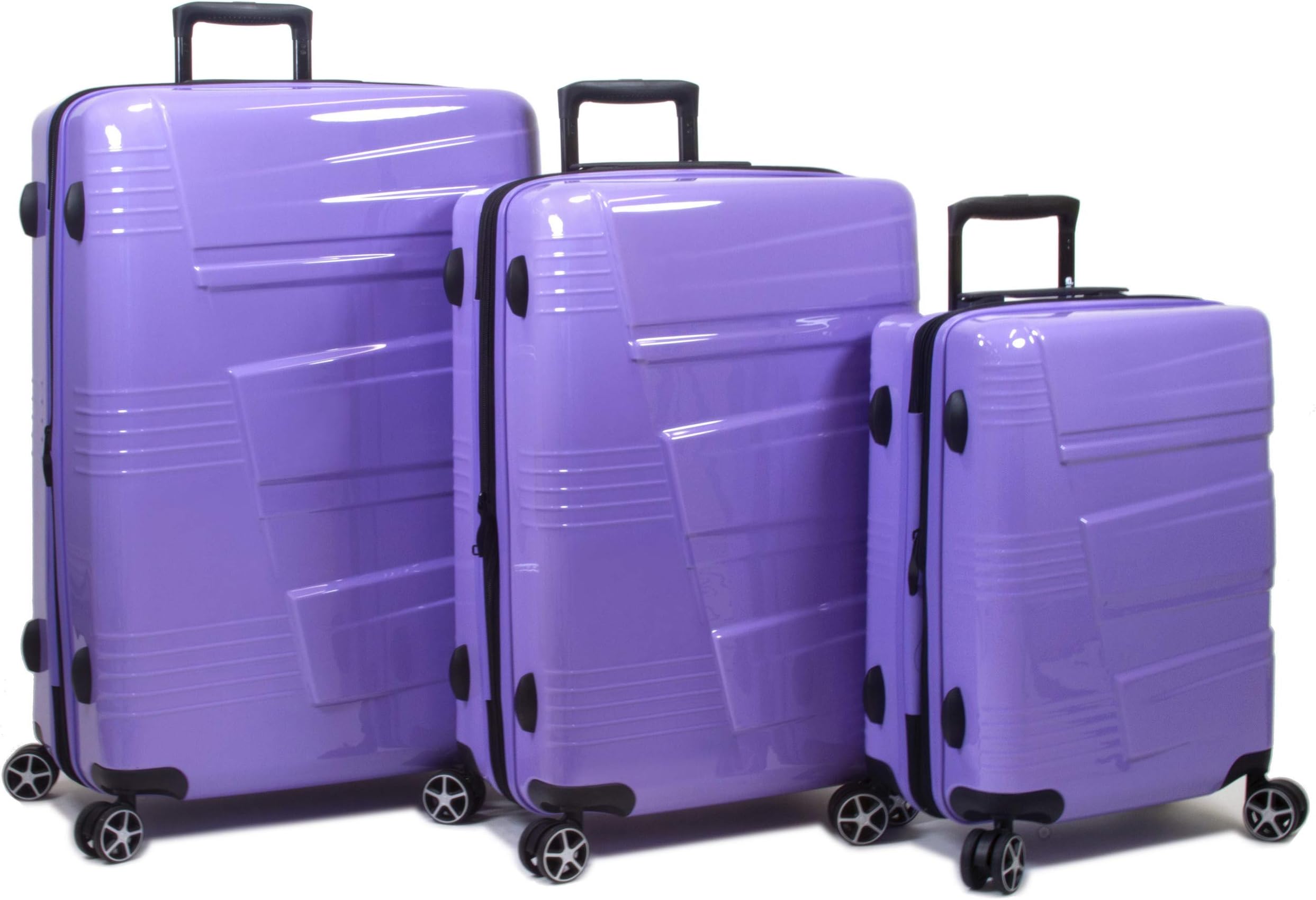 Amazon.com | Hipack Hardside 3-Piece Spinner Luggage Set, Lavender, One ...