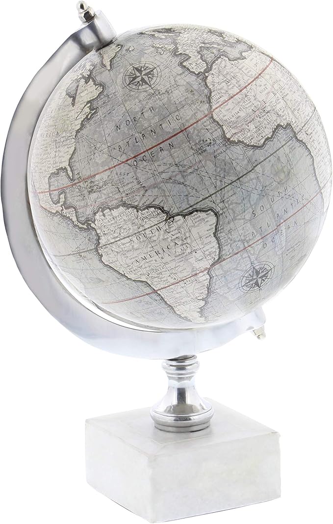 Amazon.com: Deco 79 Marble Globe with Marble Base, 7" x 7" x 11", White ...