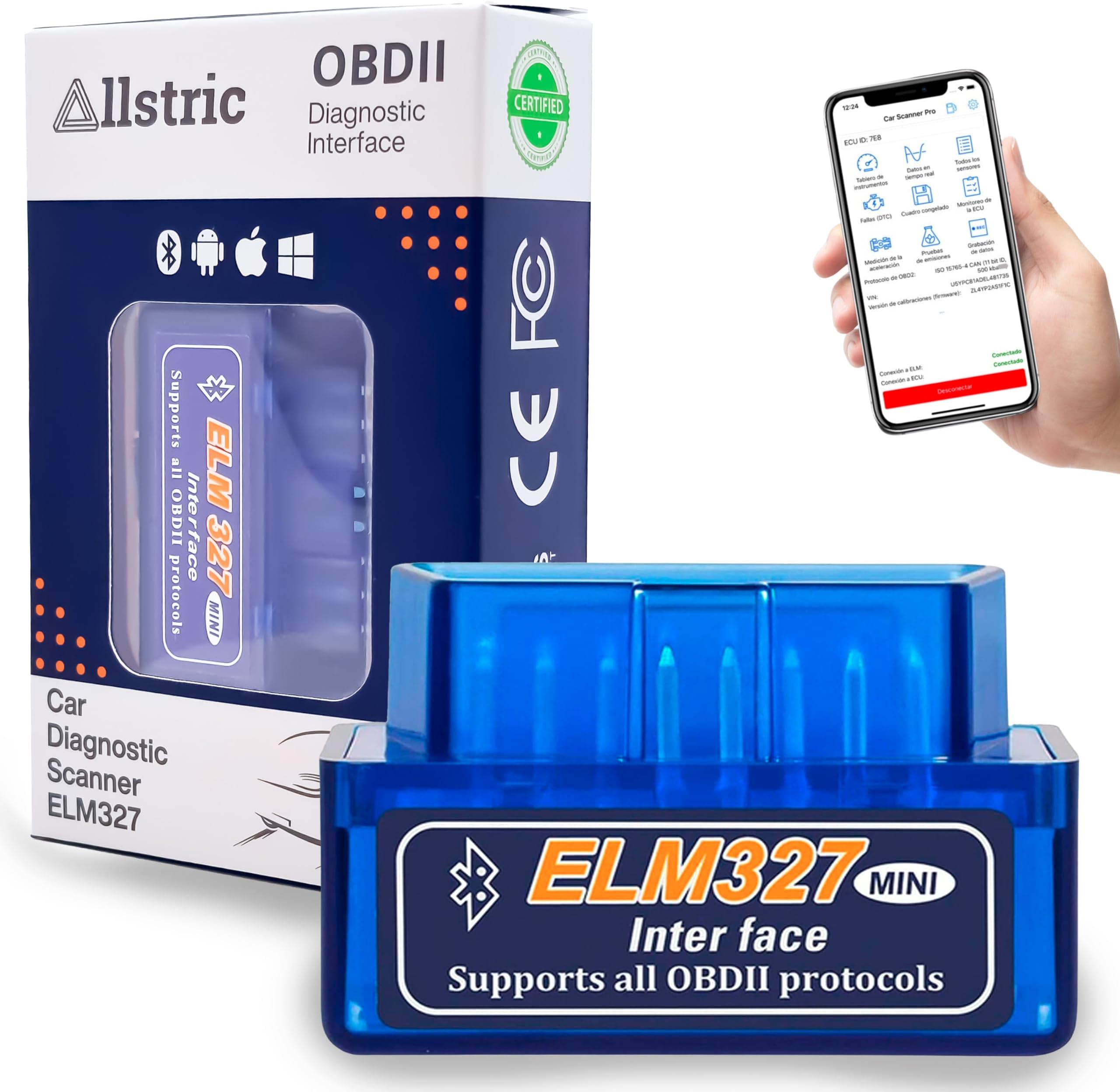 Amazon.fr : Allstric® Obd2 Diagnostic Voiture Multimarque. Elm 327 ...