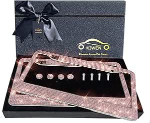 Amazon.com: Bling License Plate Frames with High End Ribbon Gift Box,2 Pack Rhinestone License ...