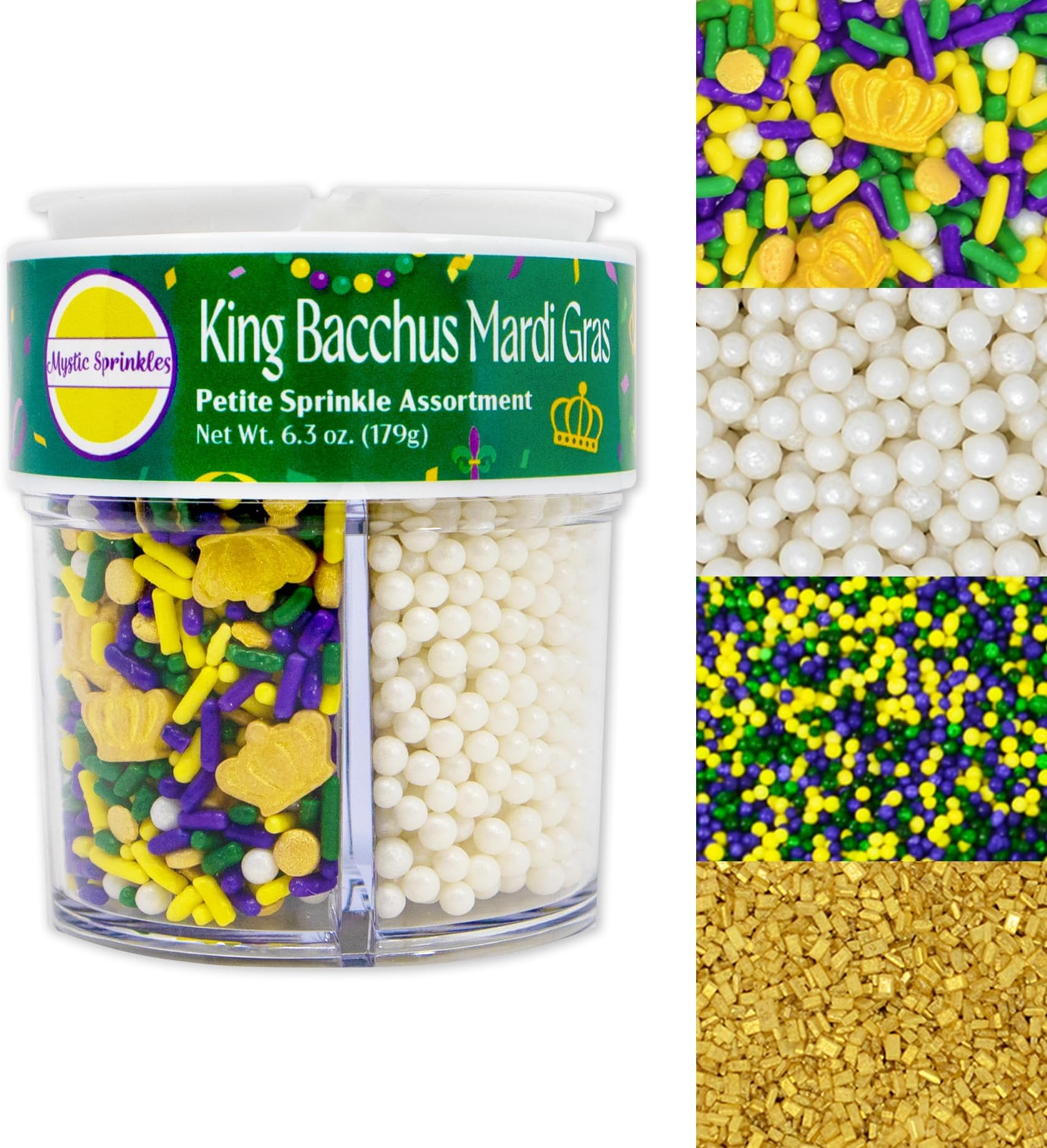 Amazon.com: Mystic Sprinkles Mardi Gras/Fat Tuesday 4 Cell Sprinkle ...