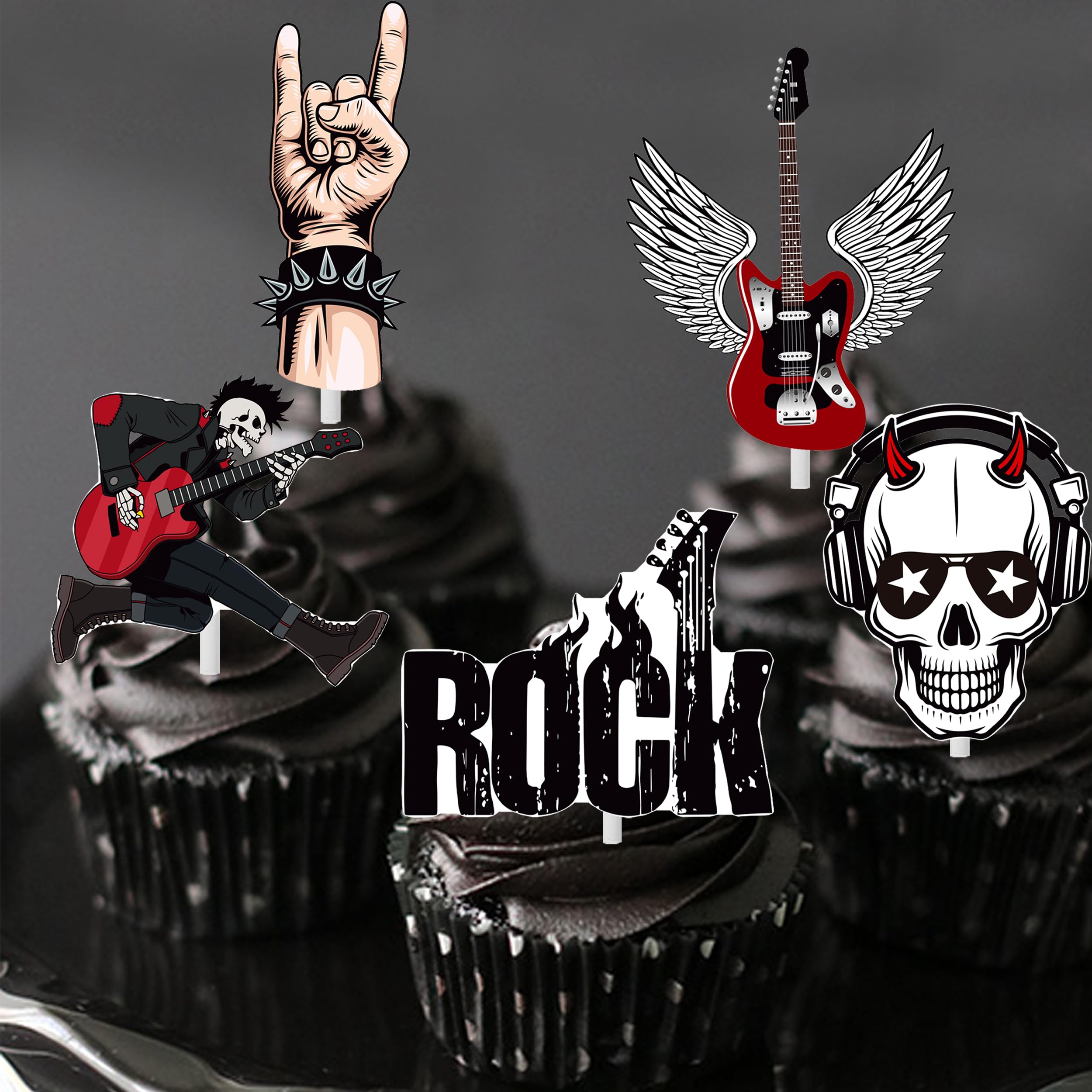 Rock Star Cupcake Toppers Big Dot Of Happiness In My Party Era