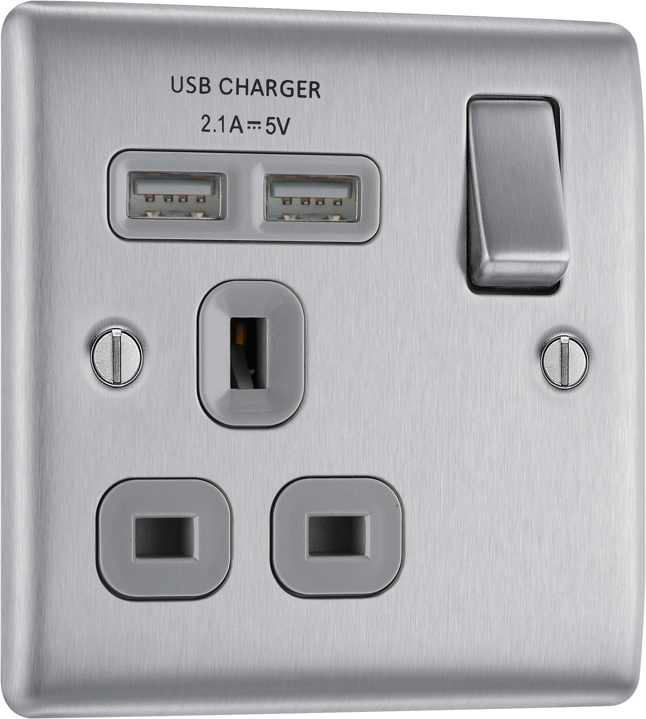 BG Electrical Fast Charging Switched Single Socket with Two Charging ...