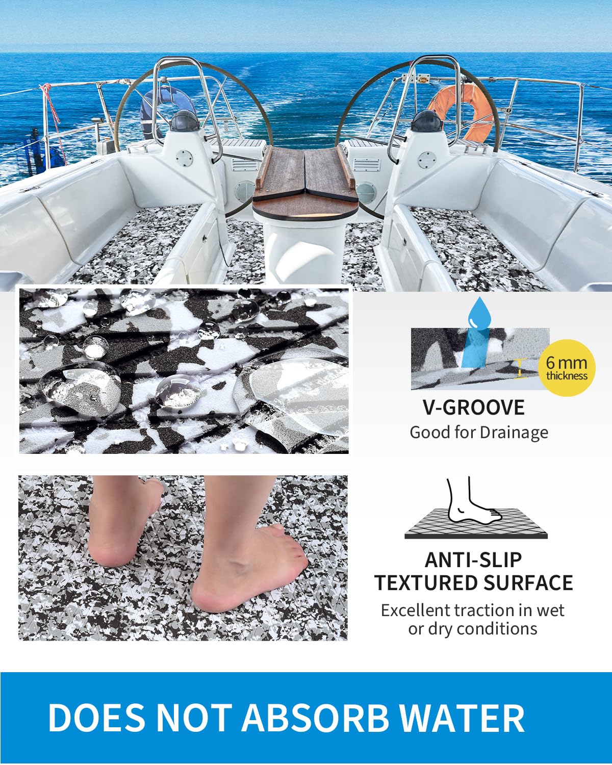 Snapklik.com : OCEANBROAD Self-Adhesive 96x235 Camouflage Boat Flooring ...