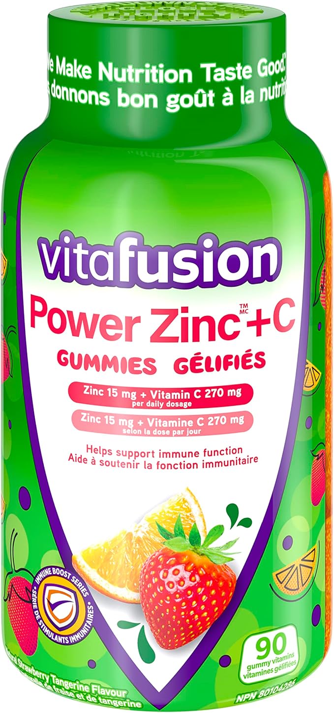 Vitafusion Power Zinc + C Gummy Vitamins for Adults Strawberry ...