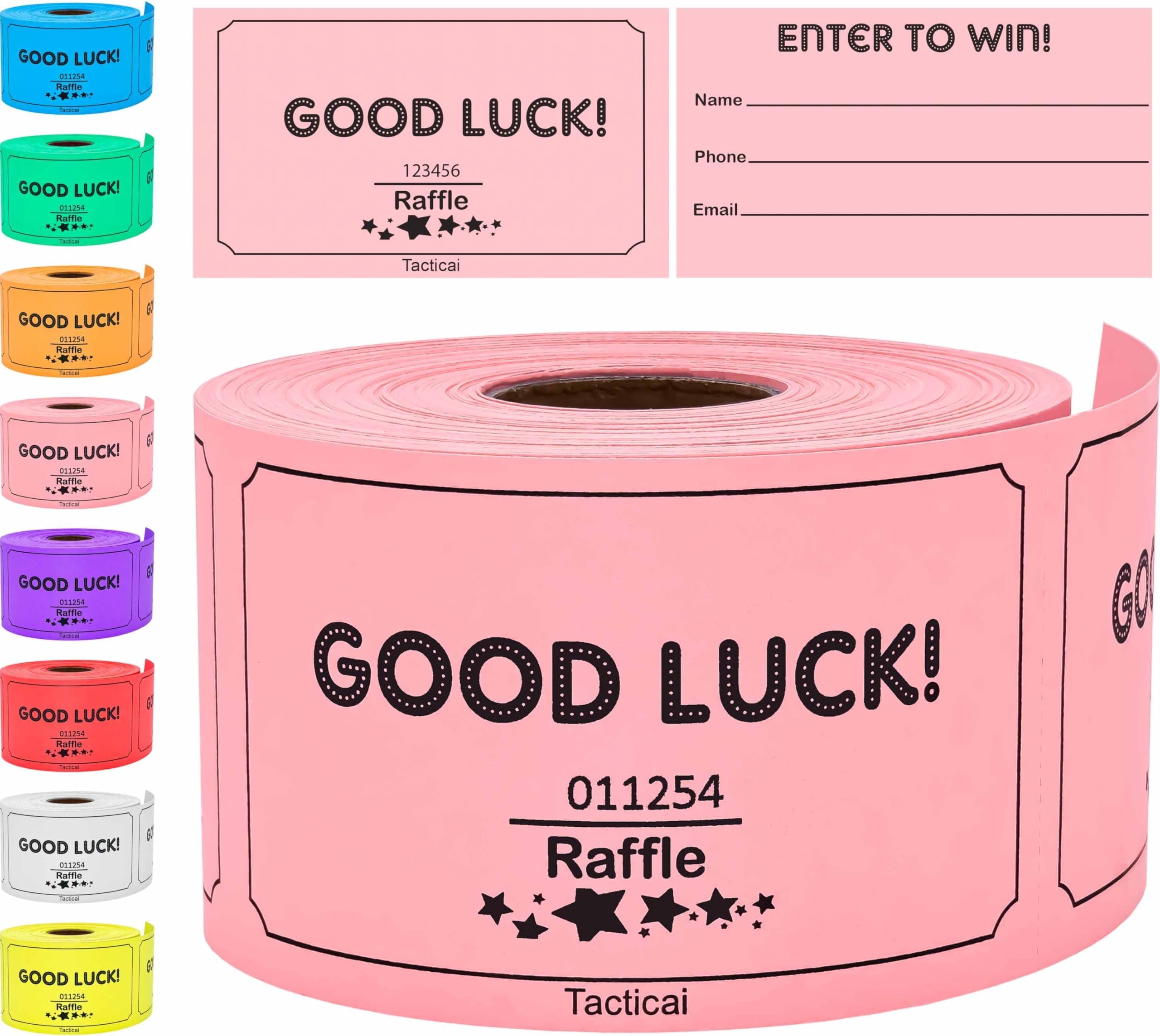 Amazon.com : Tacticai 250 Raffle Tickets, Pink (8 Color Selection ...