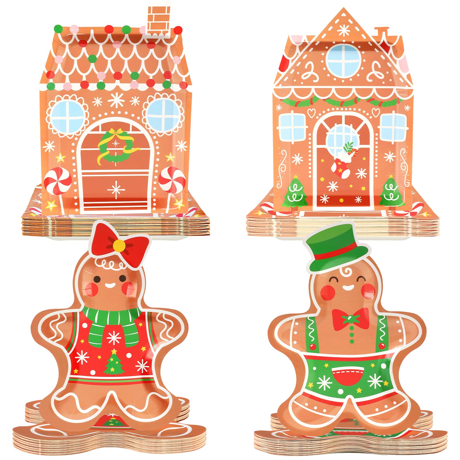 Amazon.com: 48 Count Christmas Party Plates Gingerbread Party ...