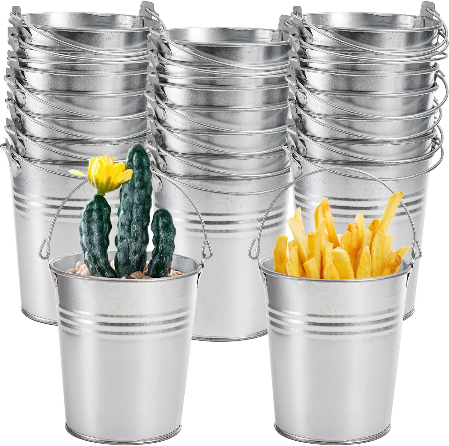 TOPZEA 20 Pack Galvanized Buckets, 4.5"x 5" Metal Buckets with Handle ...