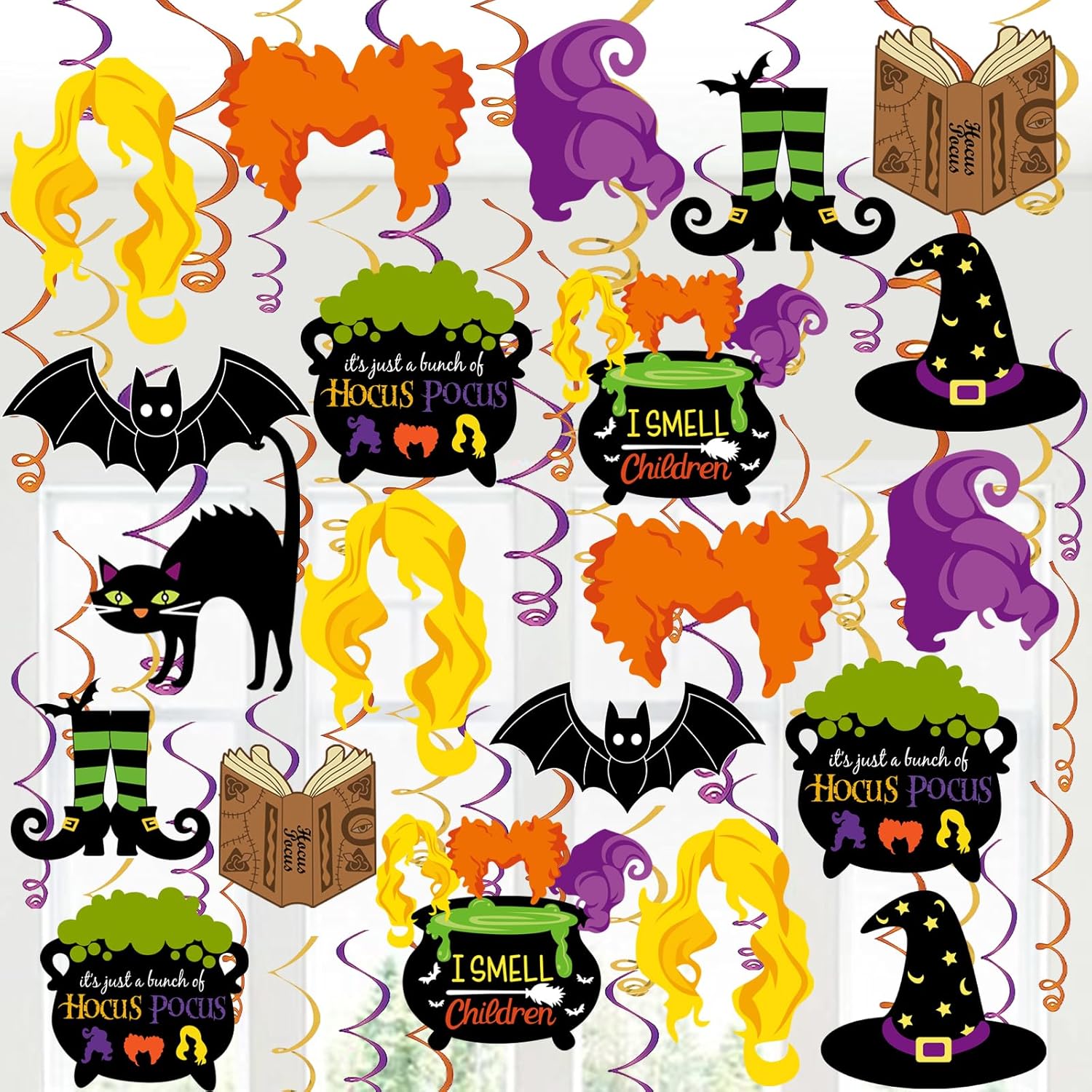 Amazon.com: Hocus Pocus Decoration Hanging Swirls, Halloween Witch ...