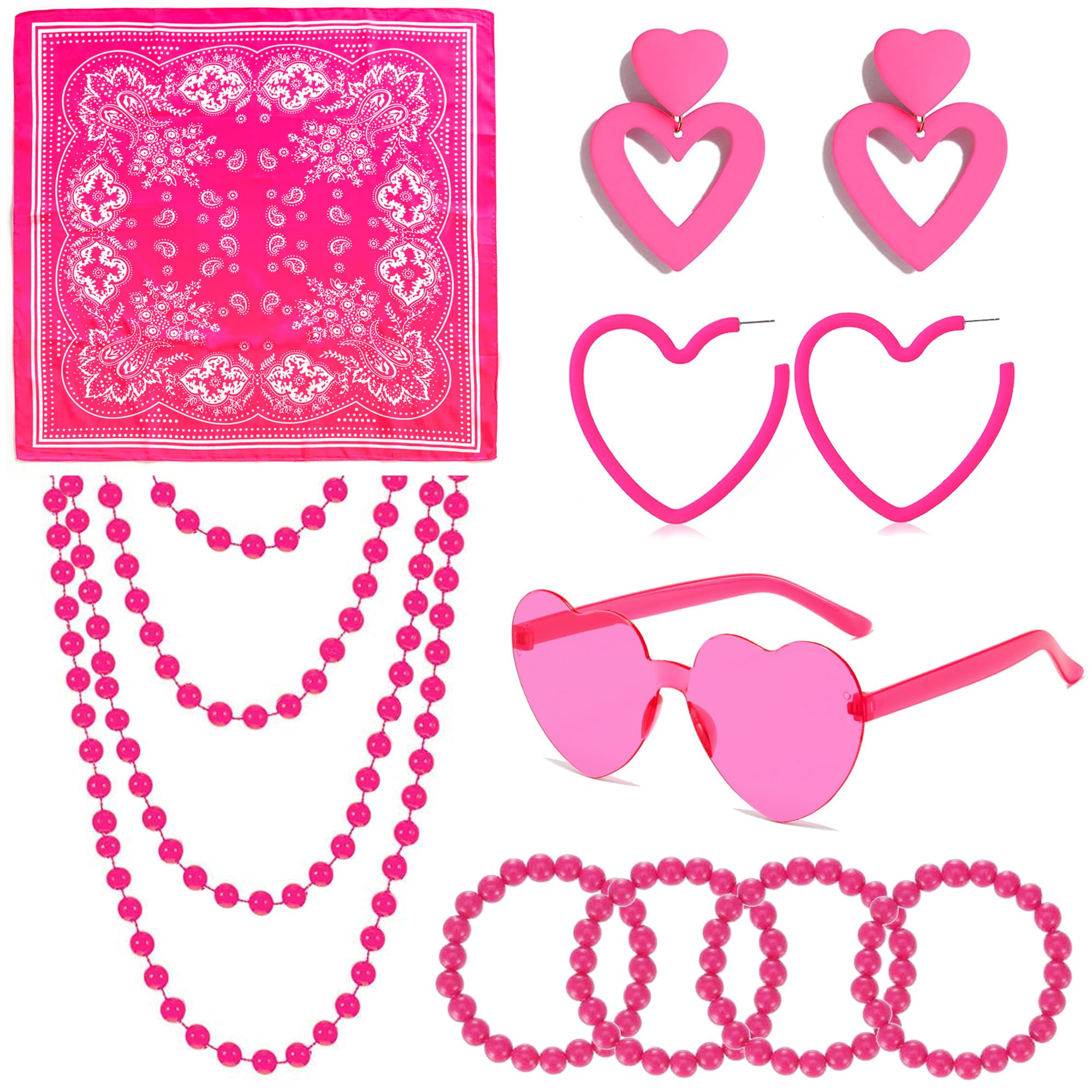Amazon.com: GIFIKOI Pink Love Heart Accessories Jewelry Set for Women ...