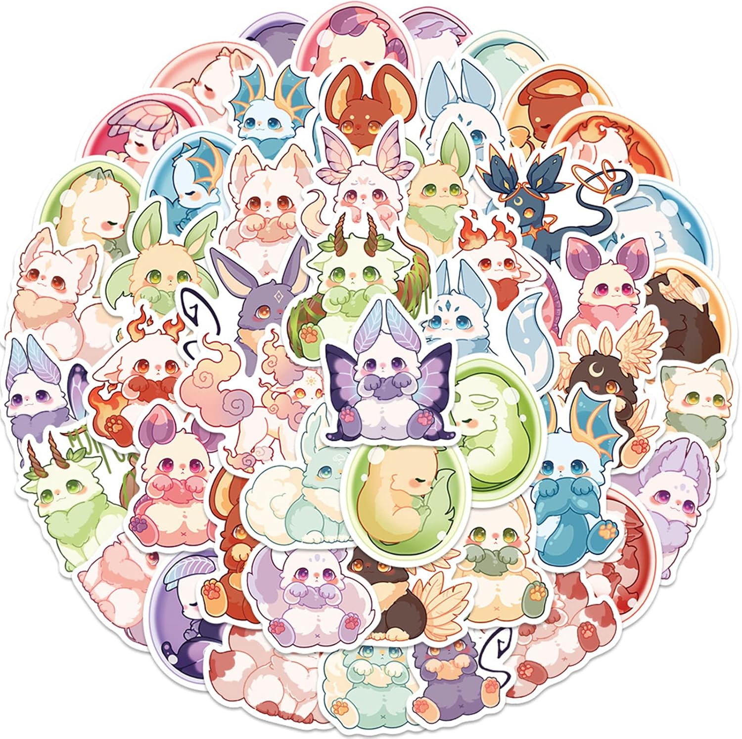 Amazon.com: Cartoon Animal Stickers,50Pcs Kids Fantasy Creature Animals ...