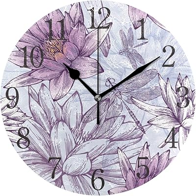 Amazon.com: Purple Clock Lavender Wall Clock Silent Non-Ticking Kitchen ...