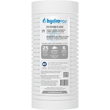 HYDROVOS 4.5 x 10 Inch Large Capacity Whole House Water Filter, NSF 42 ...