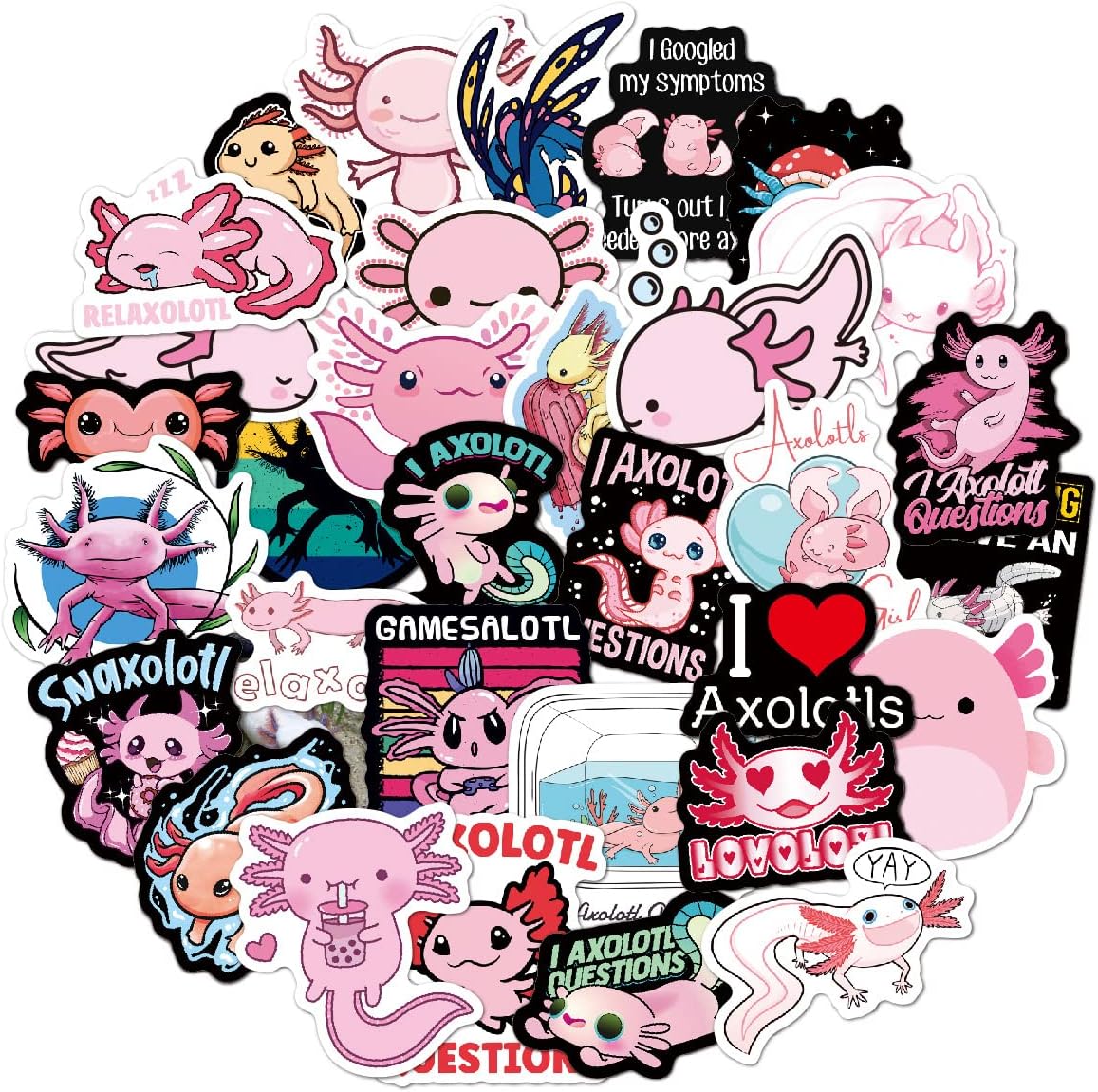 Amazon.com: 100 Cartoon pet Salamander Axolotl Graffiti Sticker ...