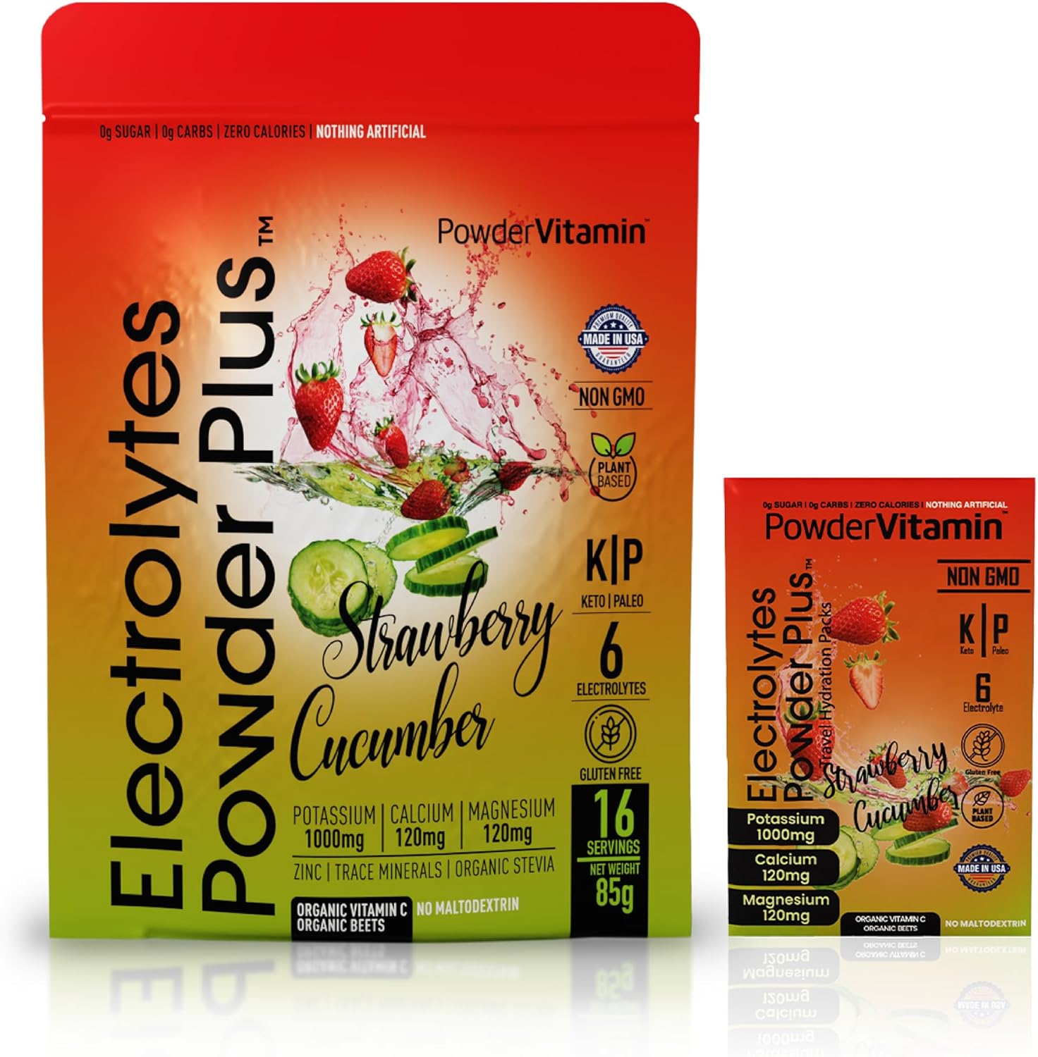 Amazon.com: PowderVitamin Electrolytes Powder Plus, Keto, Strawberry ...