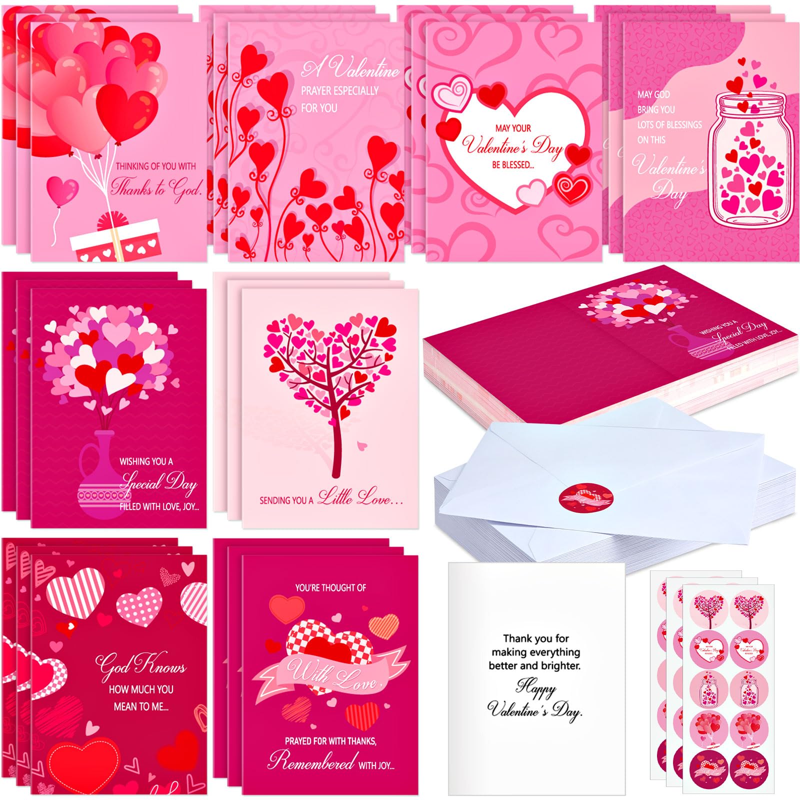 Amazon.com : Skyygemm 24 Pack Christian Valentines Cards with Envelopes ...
