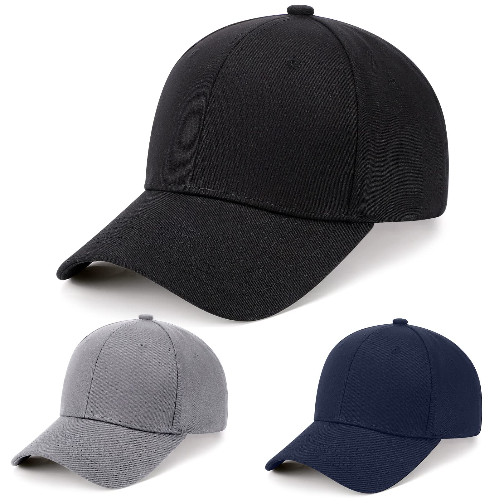 Wettal 3 Pieces Men Baseball Cap Golf Hats Adjustable Dad Caps for Men ...