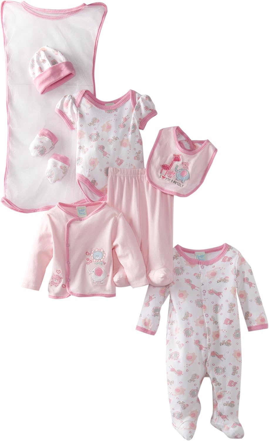 Amazon.com: Baby Togs Baby Girls' Newborn 8 Piece Set in Bag, Pink, 3-6 ...