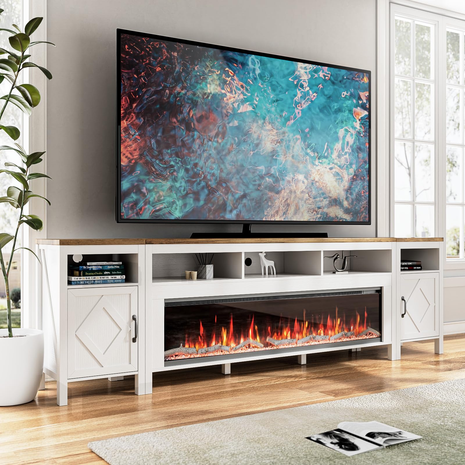 Amazon.com: BVIUNTWO Fireplace TV Stand for TVs Up to 110 Inch ...