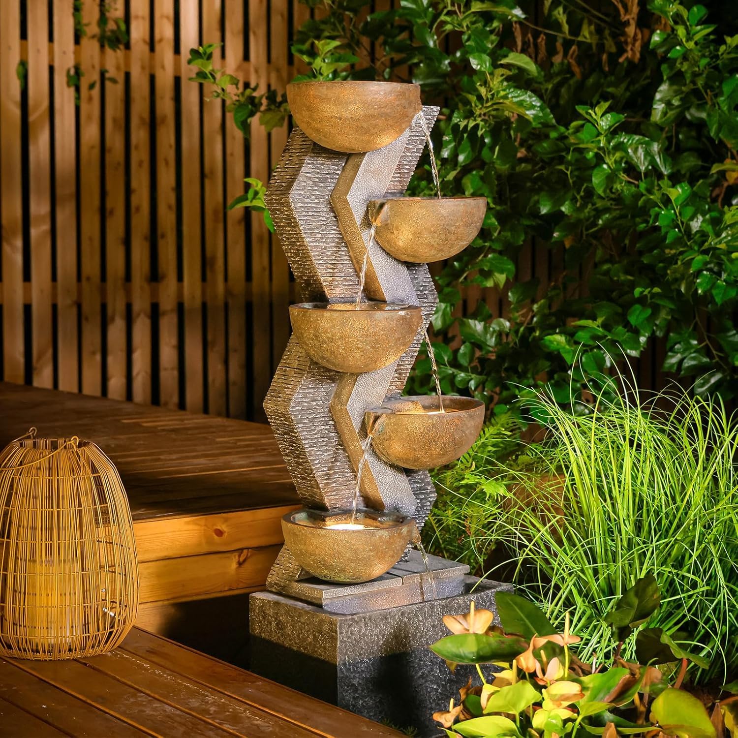 Polyresin Waterfall Fountain NobAura Outdoor Floor Waterfall Fountain ...