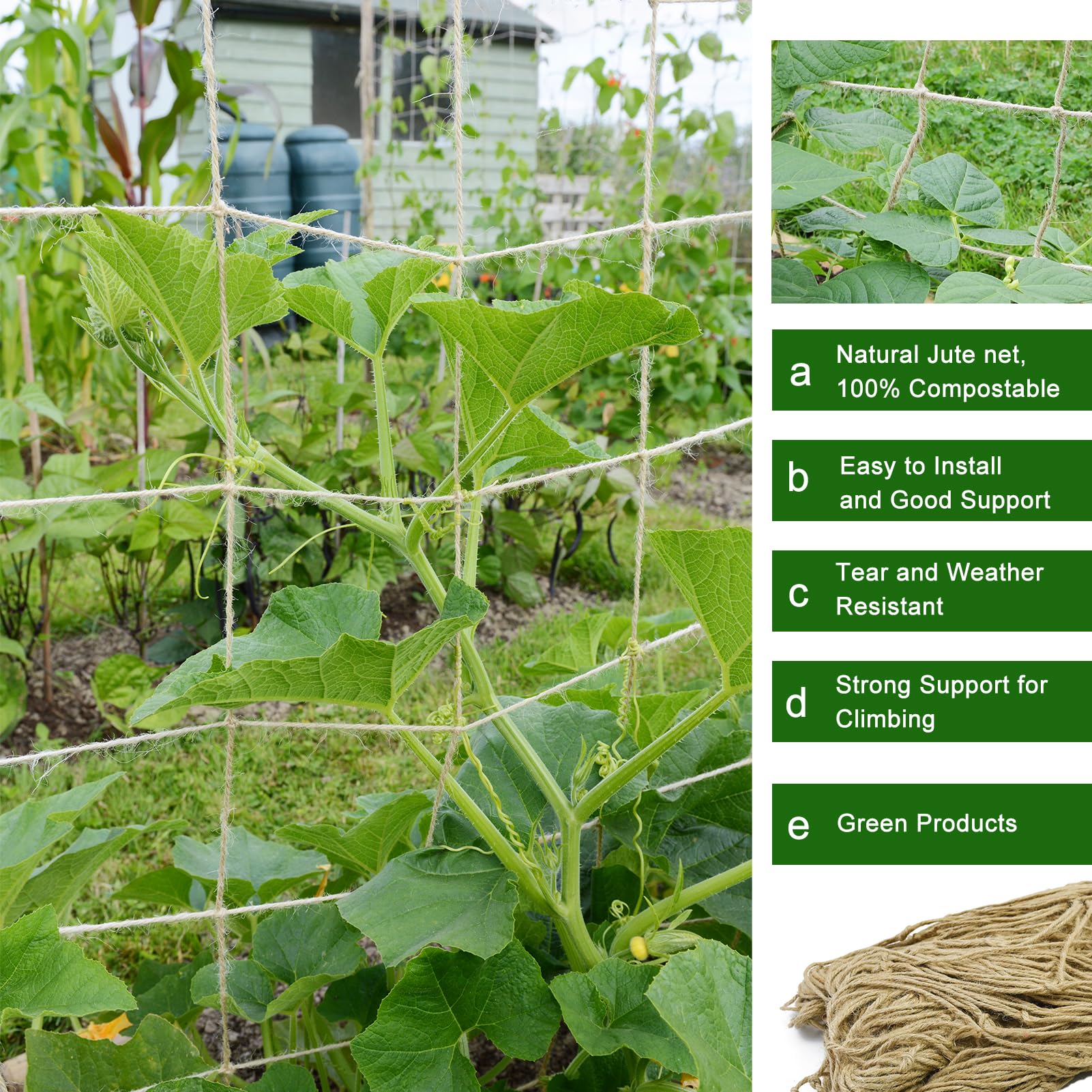 Snapklik.com : Plant Support Netting Jute Garden Netting Natural Fiber ...
