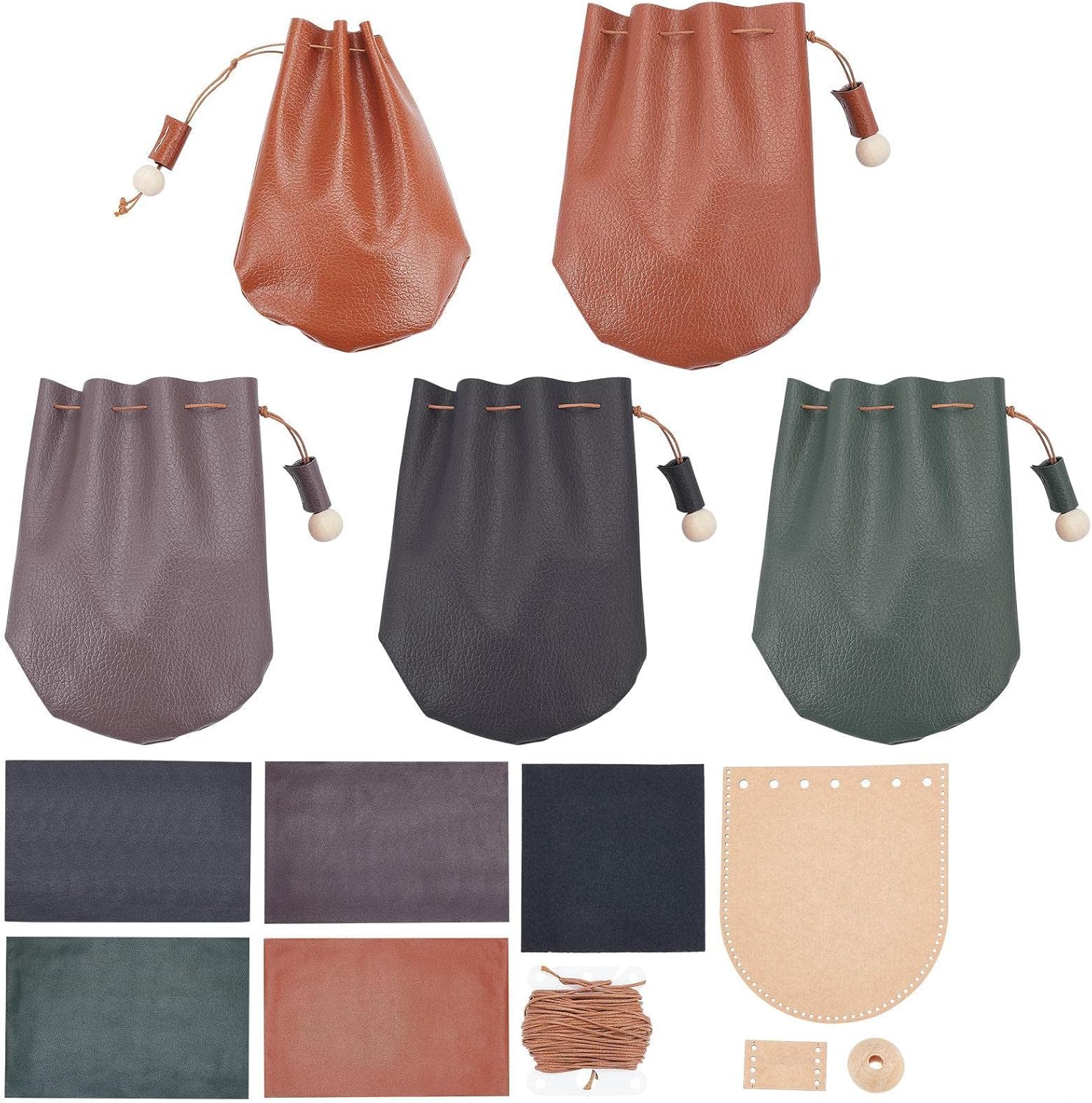 FREEBLOSS DIY Leather Pouch Making Kit: 4pcs PU Leather Pouch Kit for ...